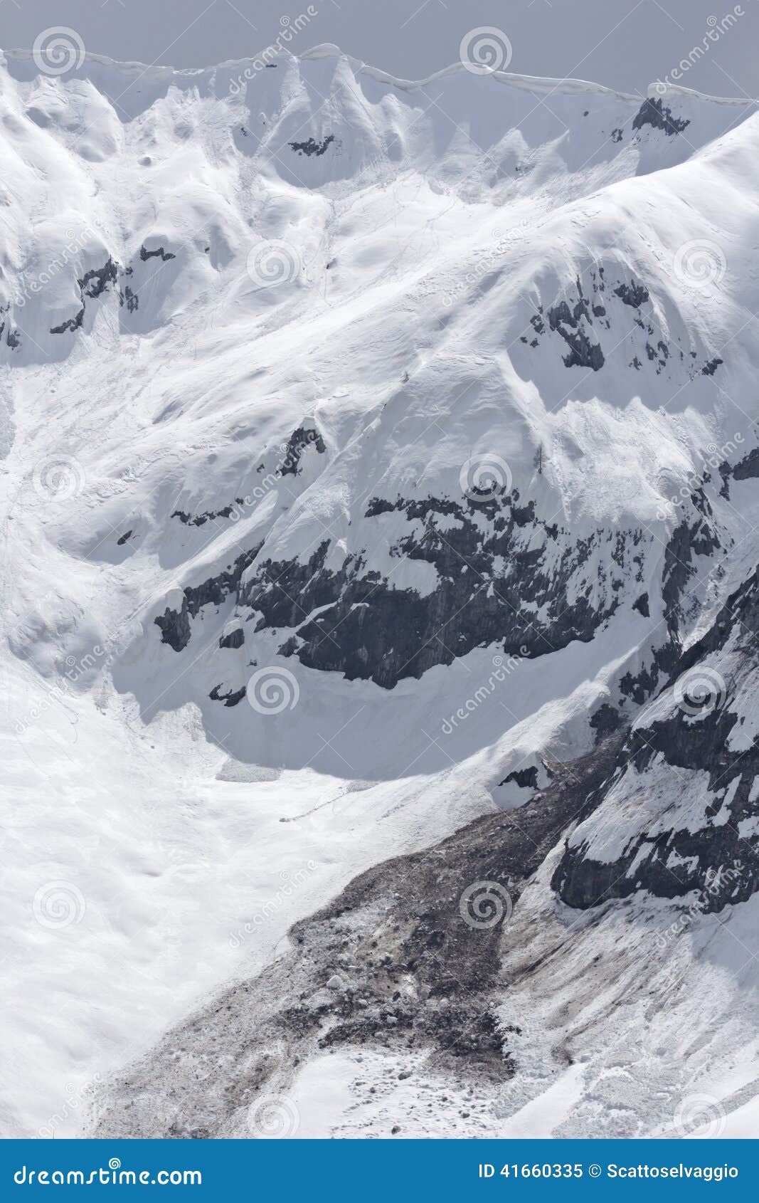 Spring Avalanche and Snow Cornices. Stock Image - Image of mountains ...