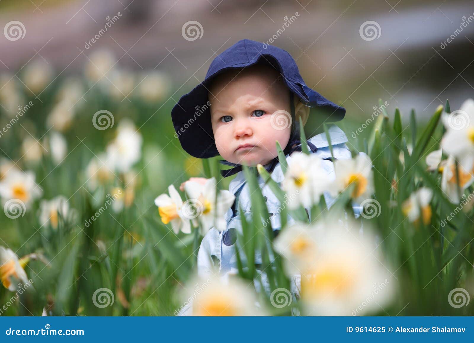 Spring Baby Girl stock image. Image of flower, coat, infant - 9614625