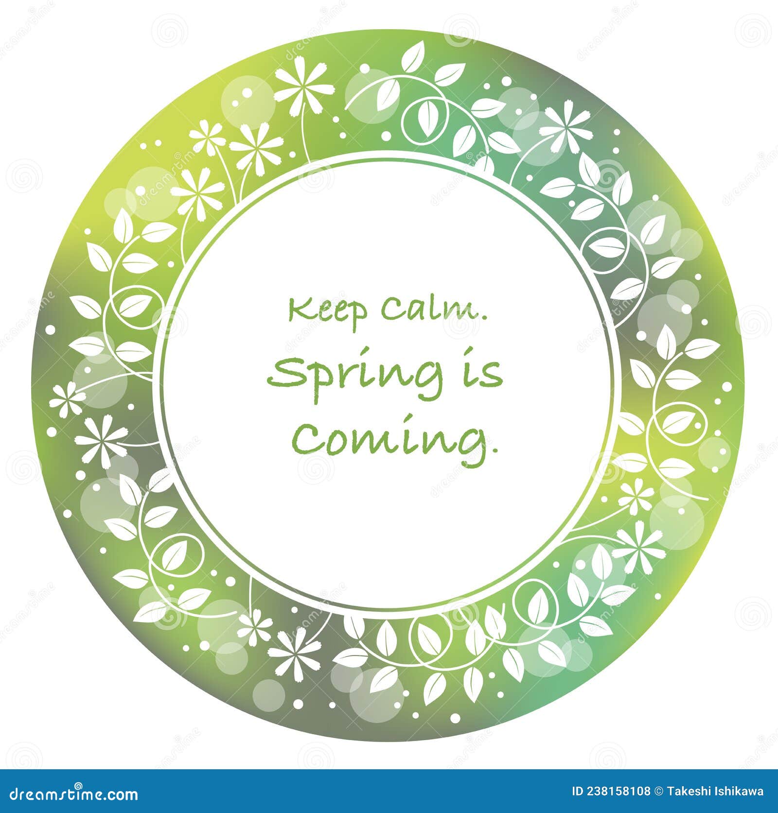 Round Abstract Springtime Frame Isolated on a White Background. Stock ...