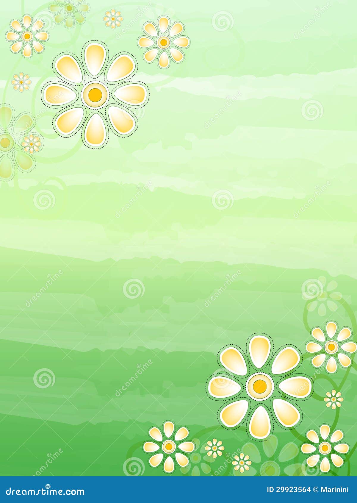 Spring Beige Flowers in Green Background Stock Illustration ...