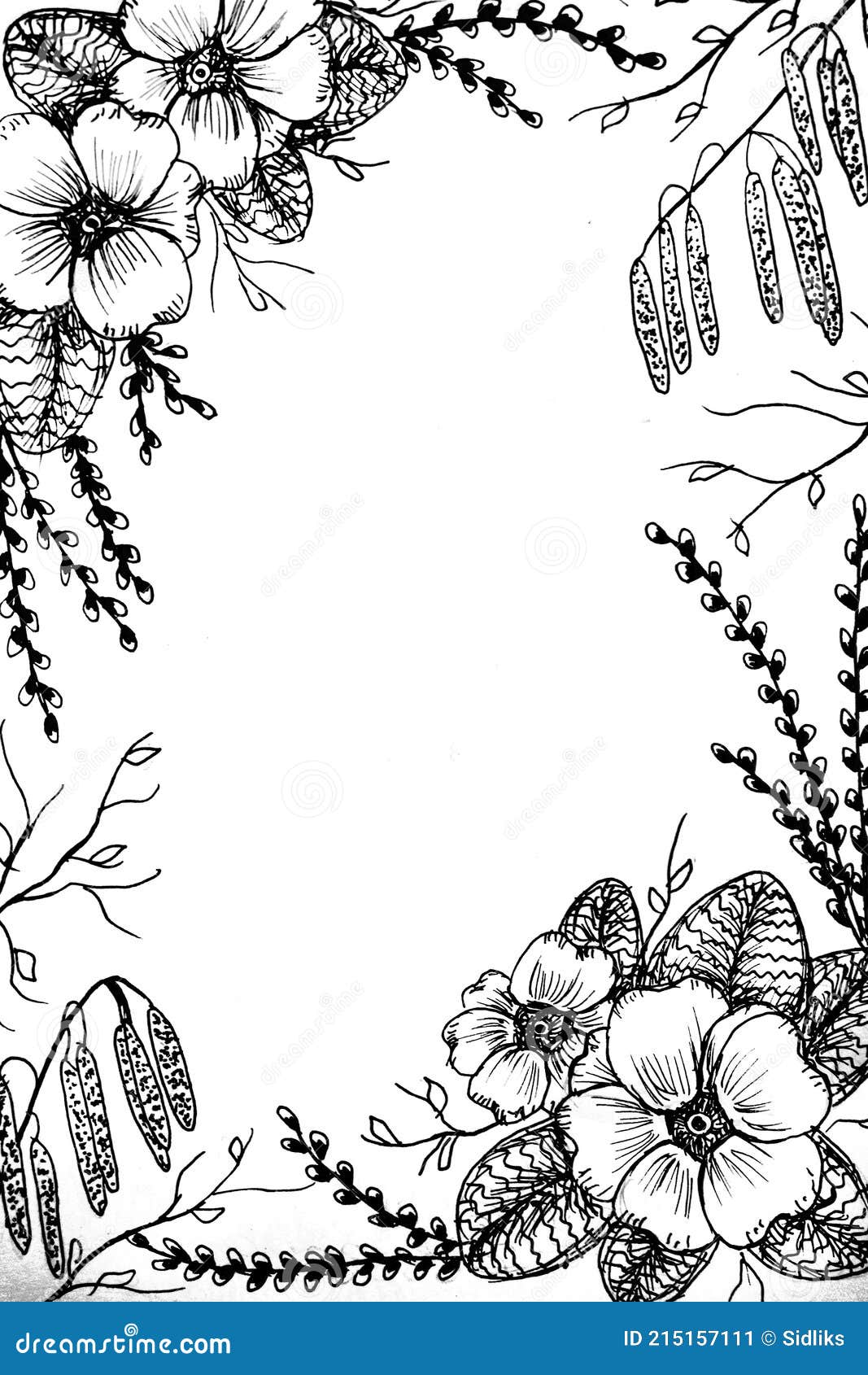 Spring Season Background Black White Stock Illustration - Illustration ...