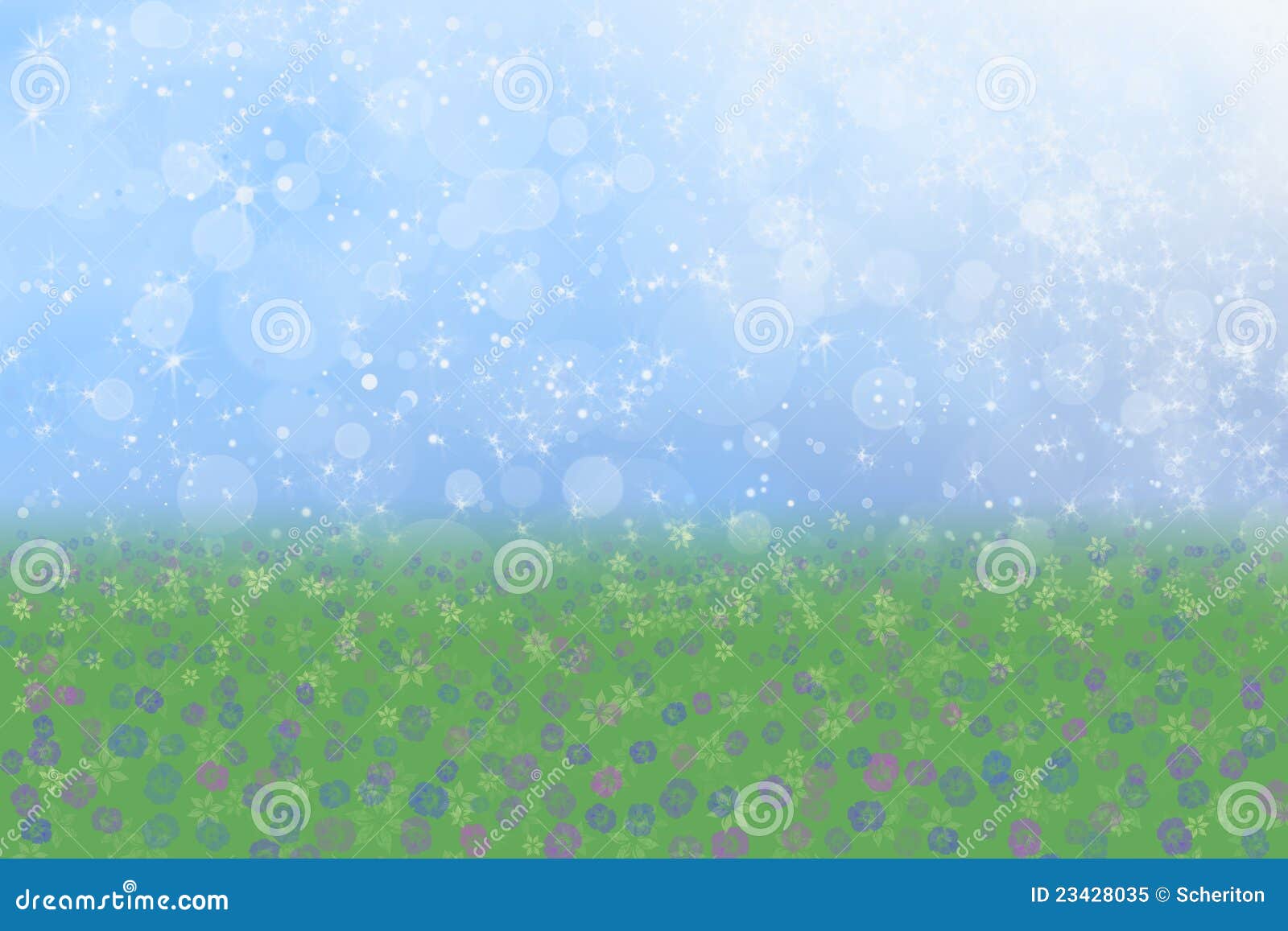 Spring Background Blue Sky Meadow Flowers Stock Illustration ...