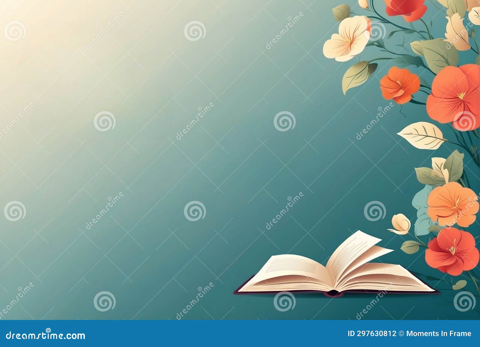 Spring Background with a Book and a Cup of Coffee, Vector Illustration ...