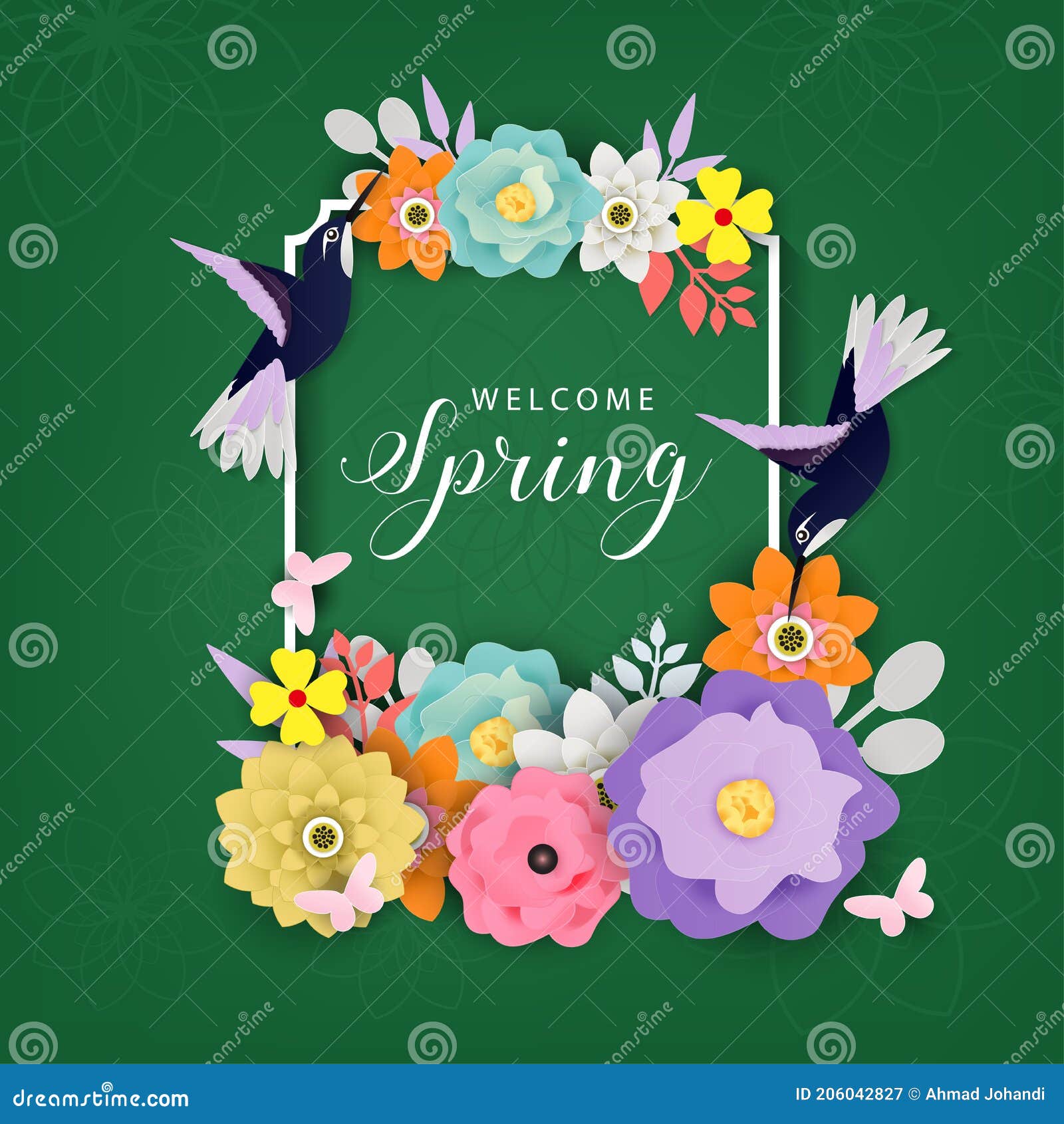 Spring Background with Border Element Vector Illustration Stock Vector ...