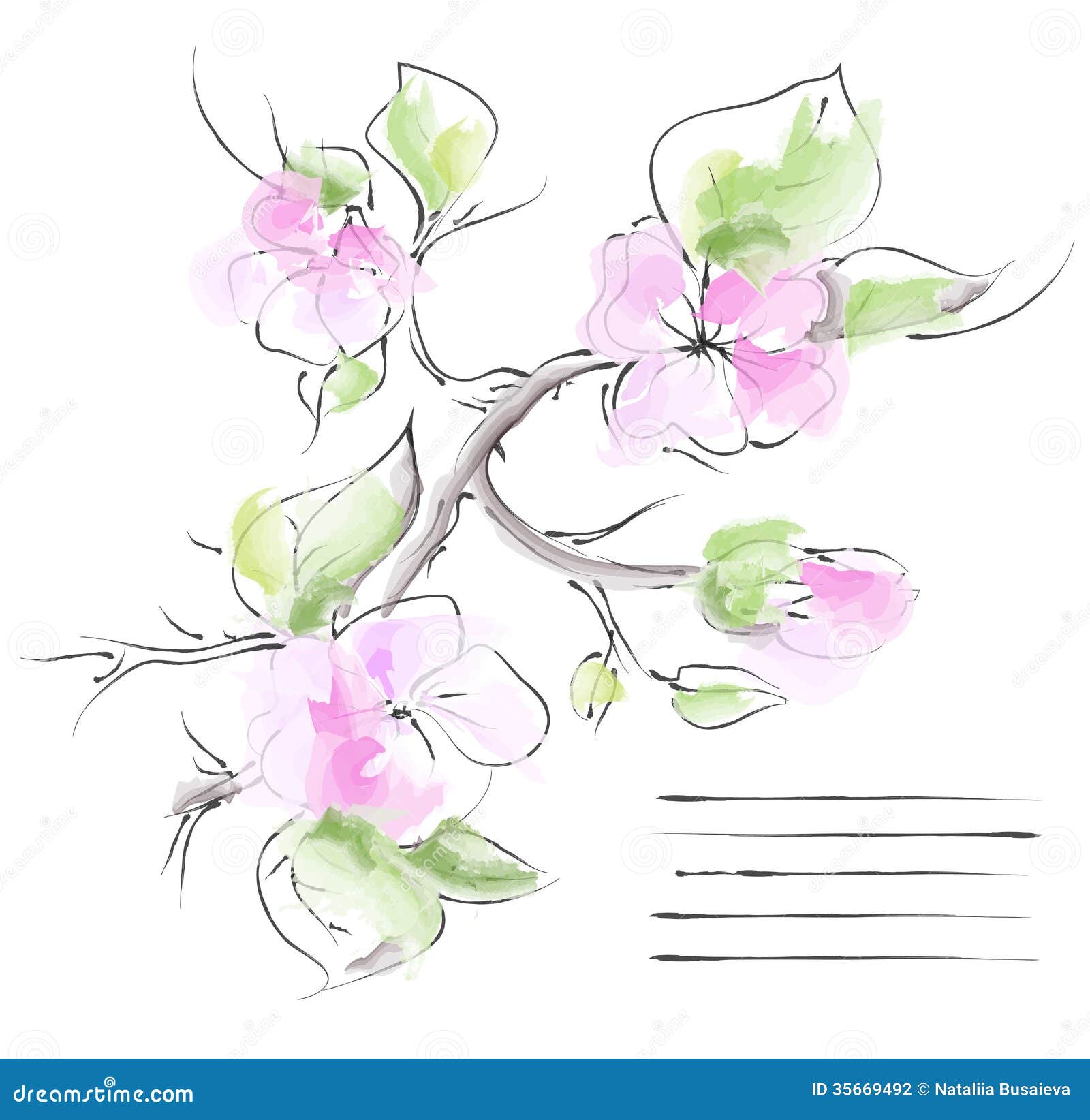 Spring Background with Branch of Sakura. Stock Illustration ...