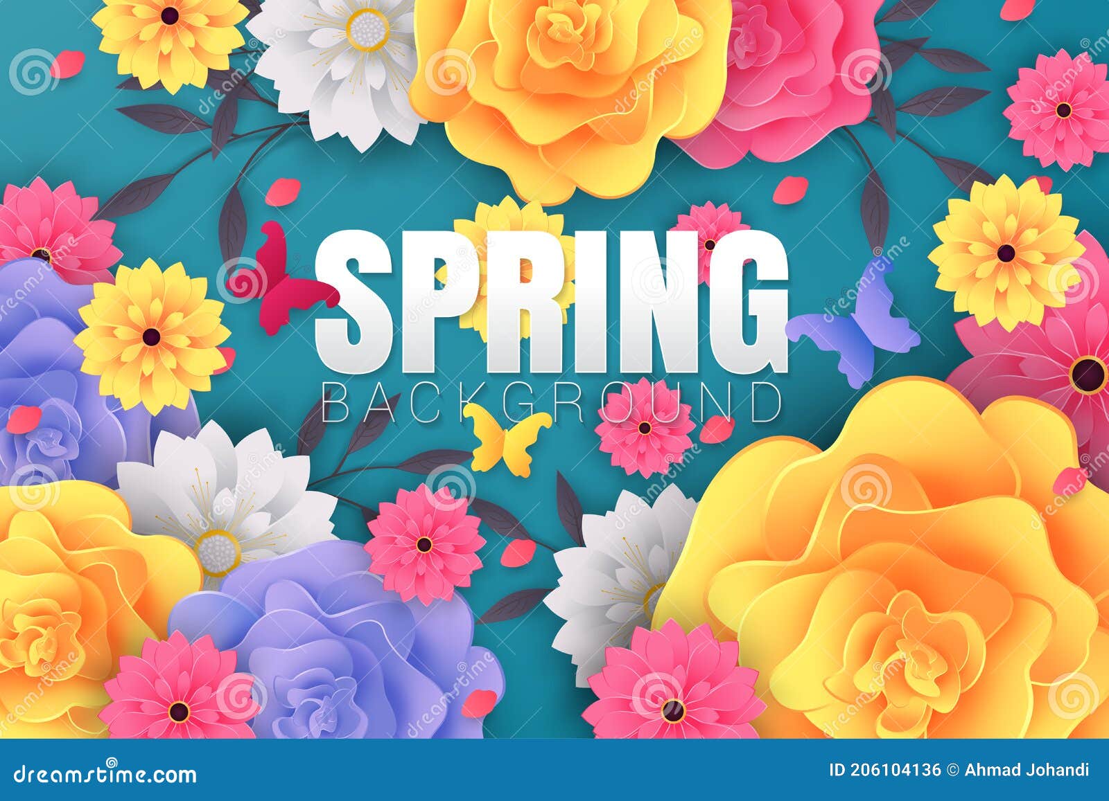Spring Background with Colorful Flowers Concept Vector Illustration ...