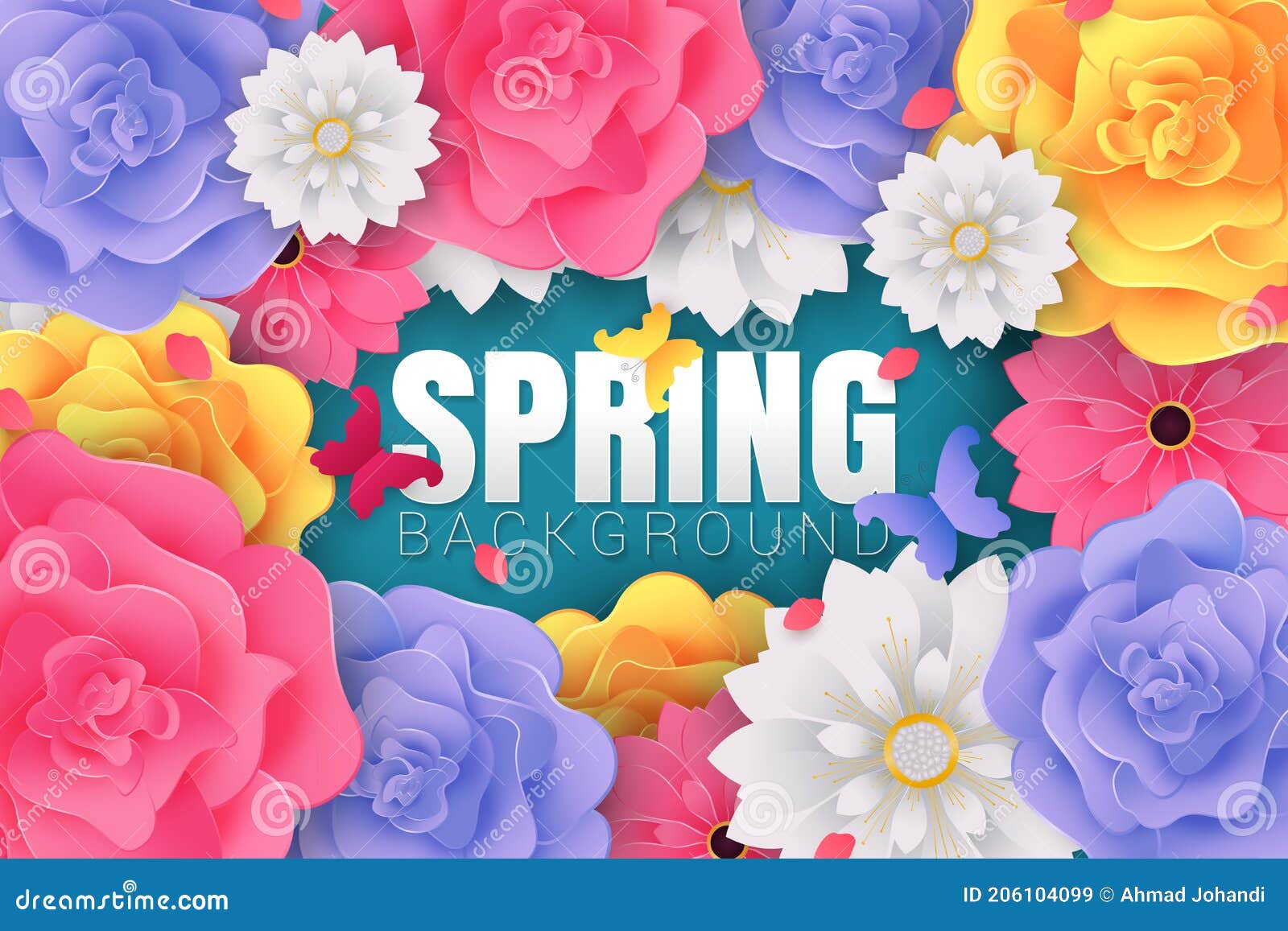 Spring Background with Flower Border Concept Vector Illustration Stock ...