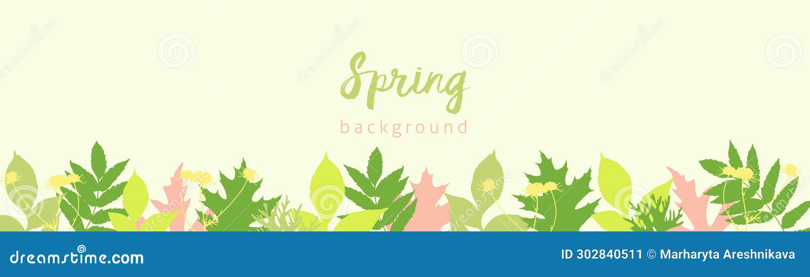 Spring Background Horizontal with Bright Young Spring Leaves. Stock ...