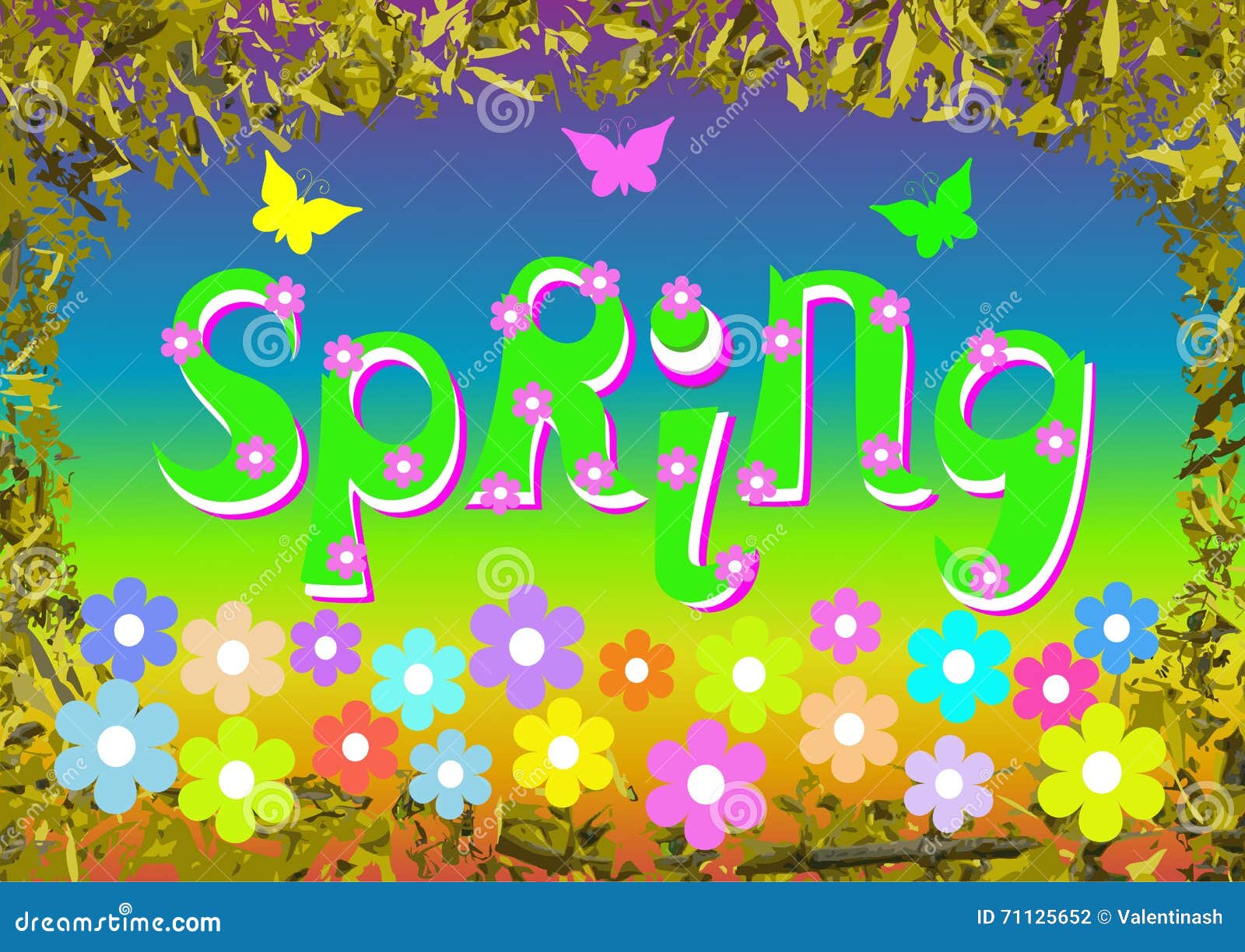 Spring Background with Lettering Stock Vector - Illustration of spring ...