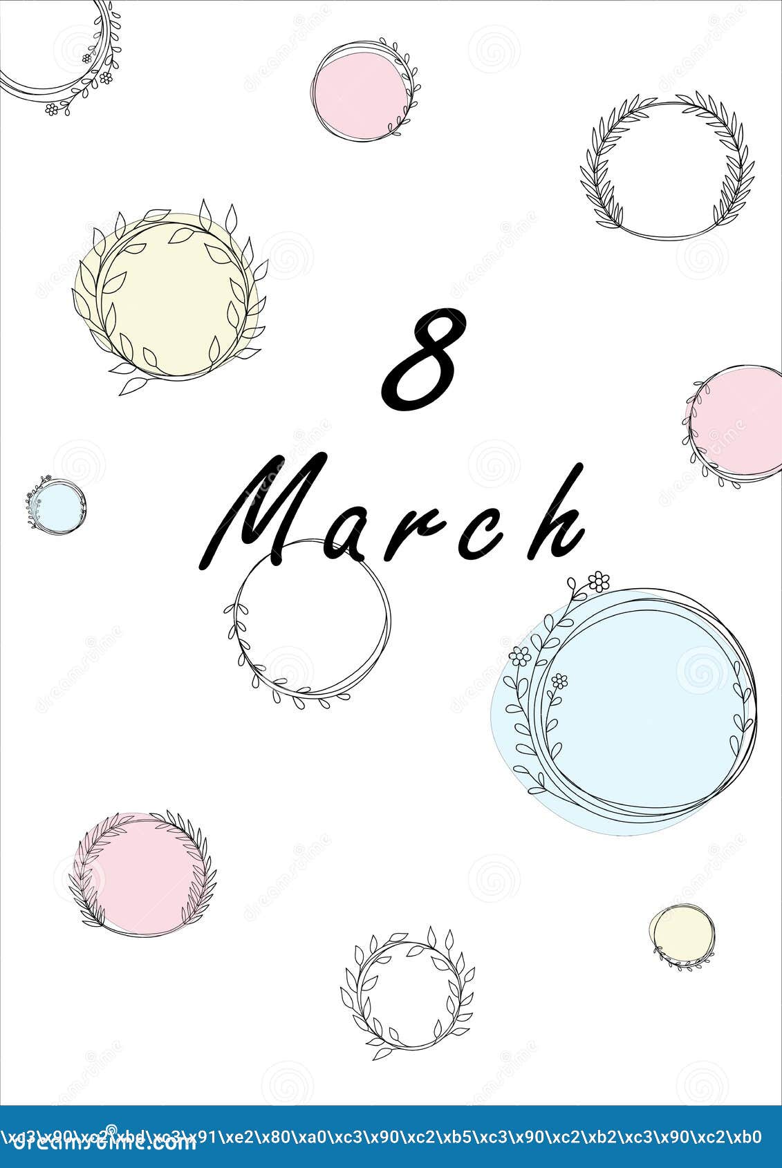 Spring Background. 8 March Card, Doodle Floral Frames Pattern ...