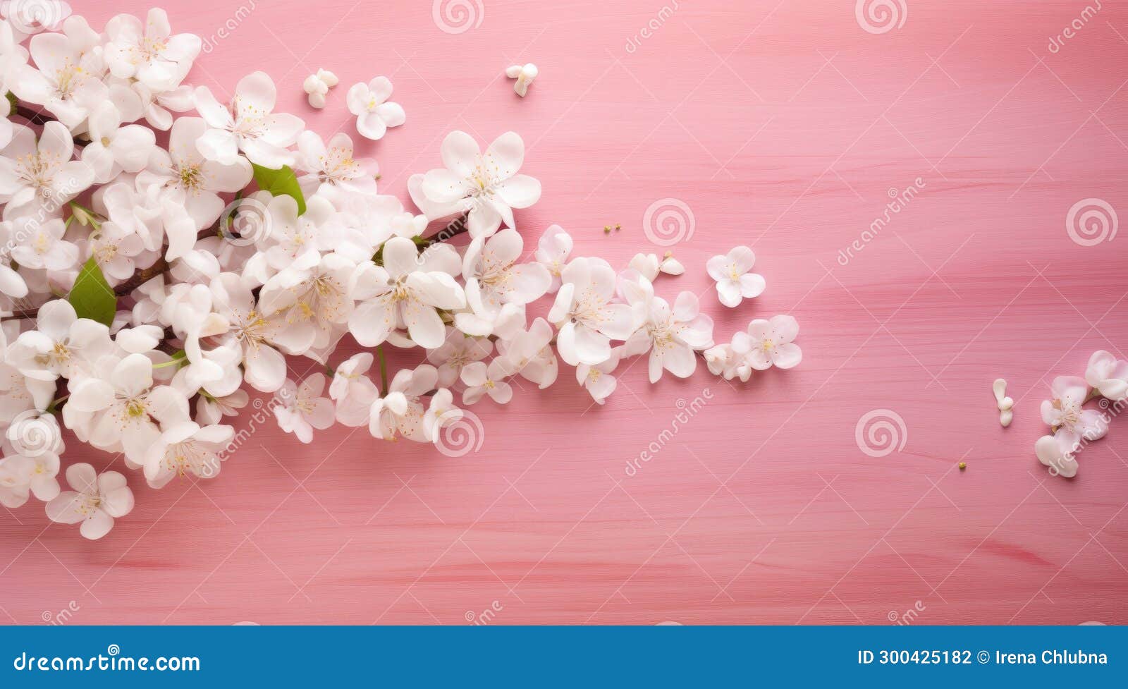 Spring Background with White Flowers on Wooden Background Stock ...