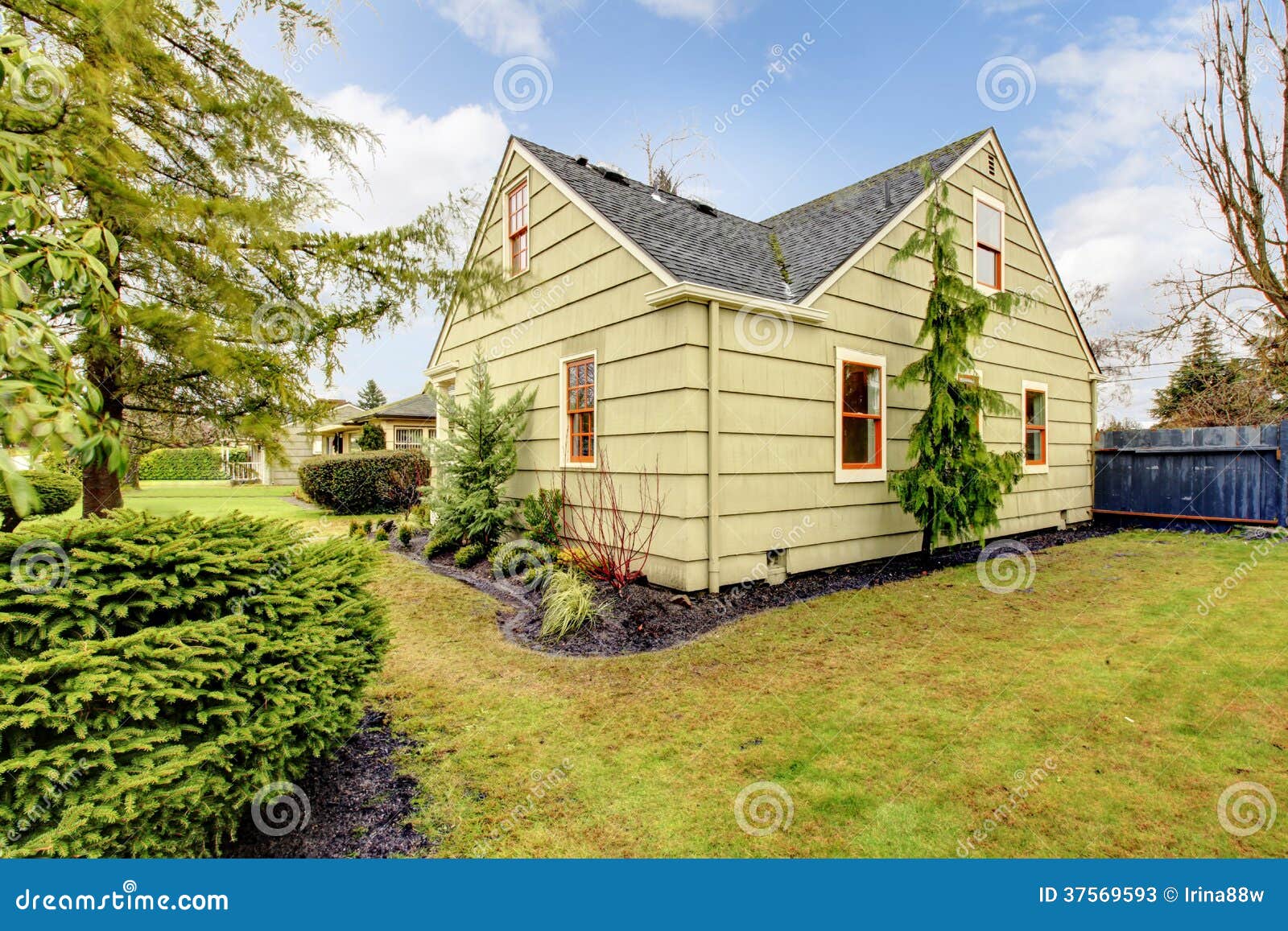 Spring backyard view stock image. Image of orange, summer - 37569593