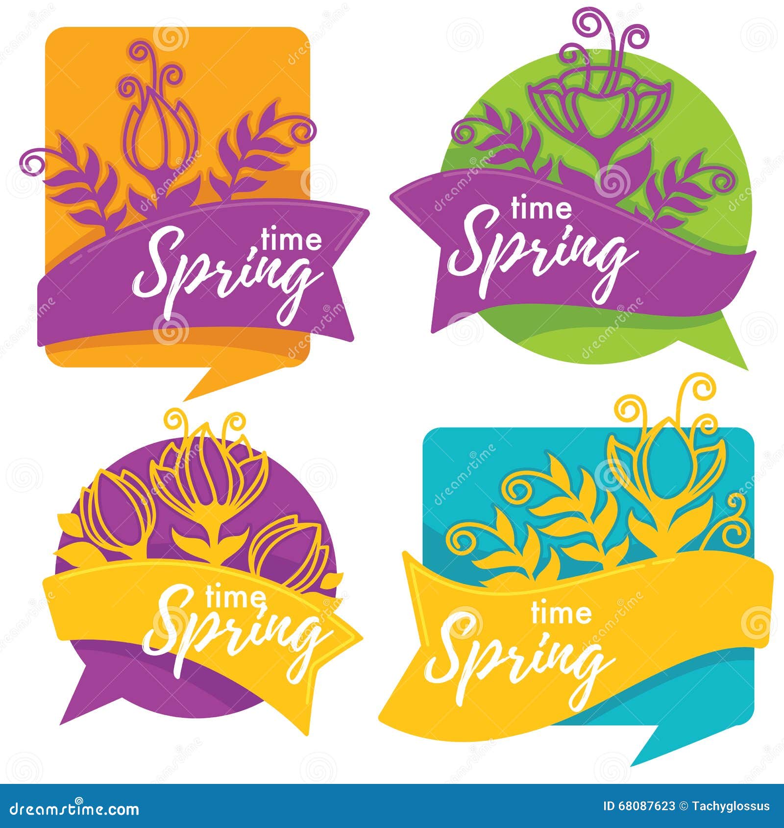 Spring badges stock vector. Illustration of linear, card - 68087623