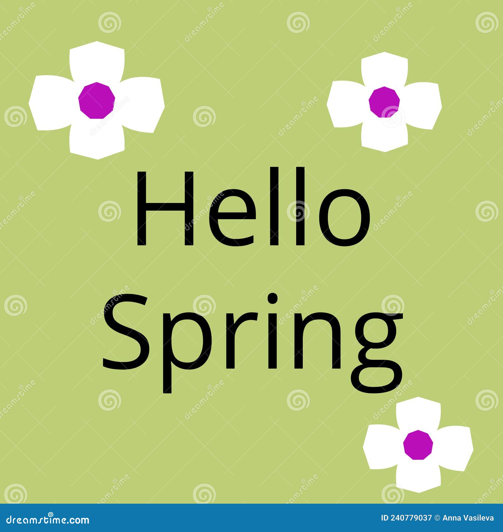 Spring Banner with Text Hello Spring on Green Background. Stock Vector ...