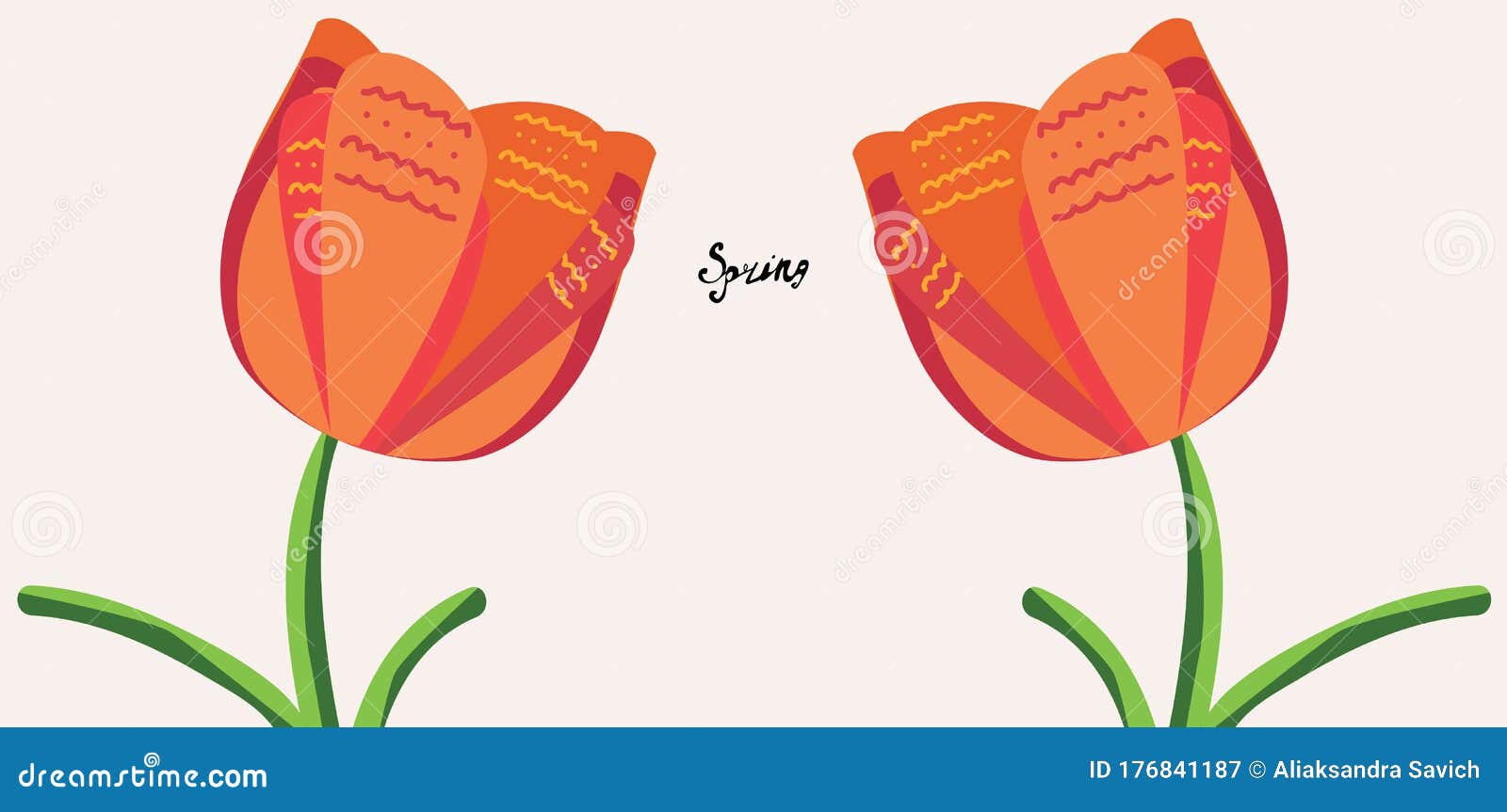 Spring Banner with Tulips, Illustration Stock Vector - Illustration of ...