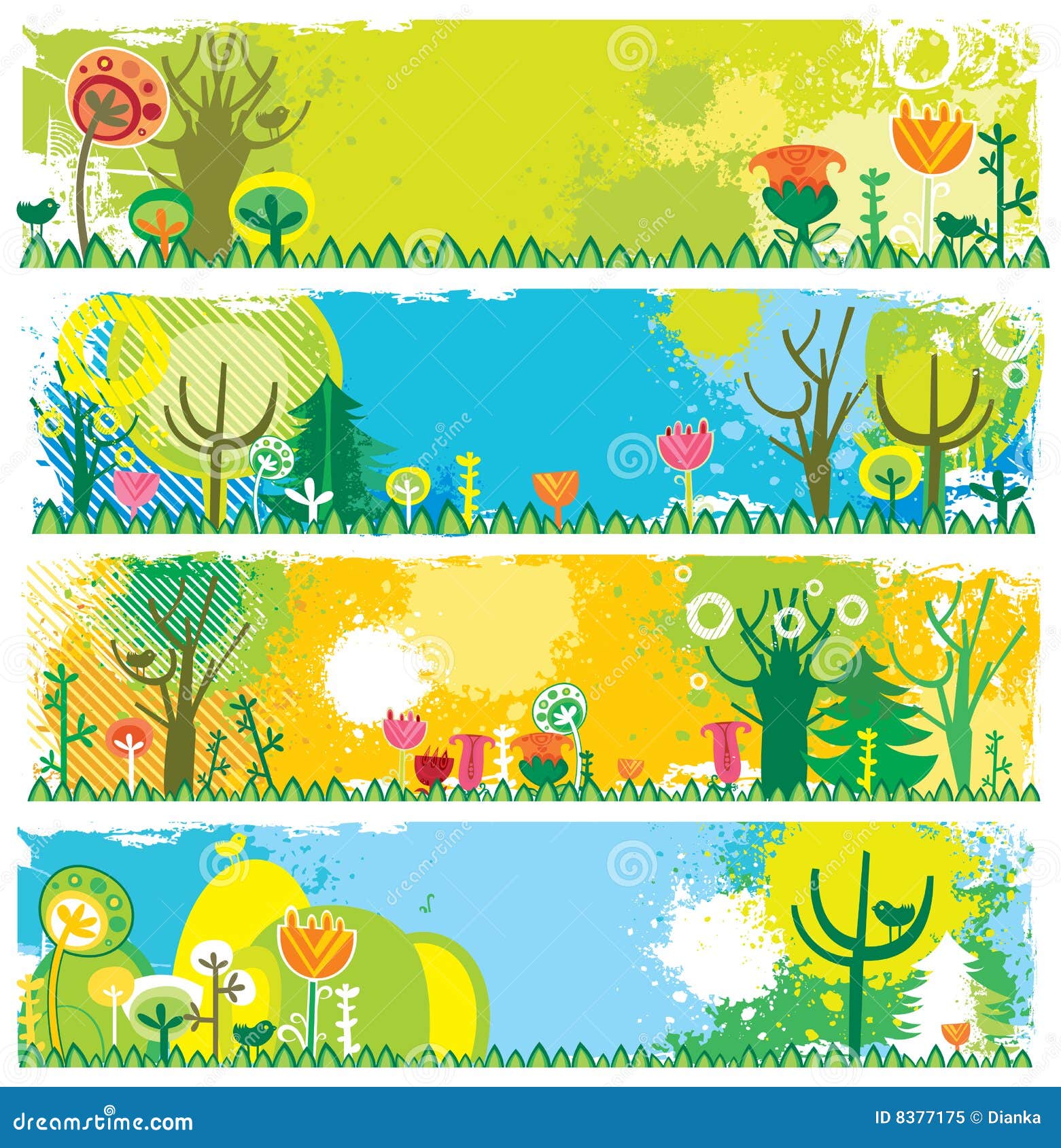 Spring Banners with Copy-space Stock Vector - Illustration of curl ...