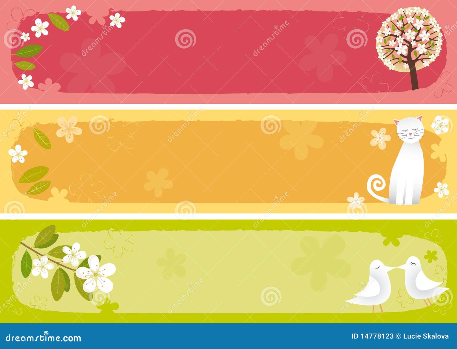 Spring banners horizontal stock vector. Illustration of frame - 14778123
