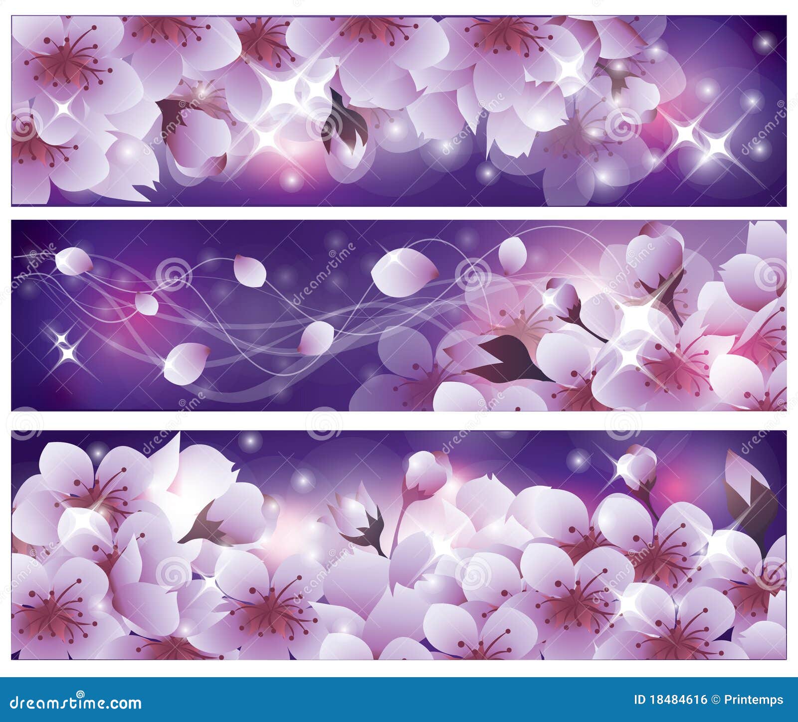 Spring Banners with Sakura Flowers. Stock Illustration - Illustration ...