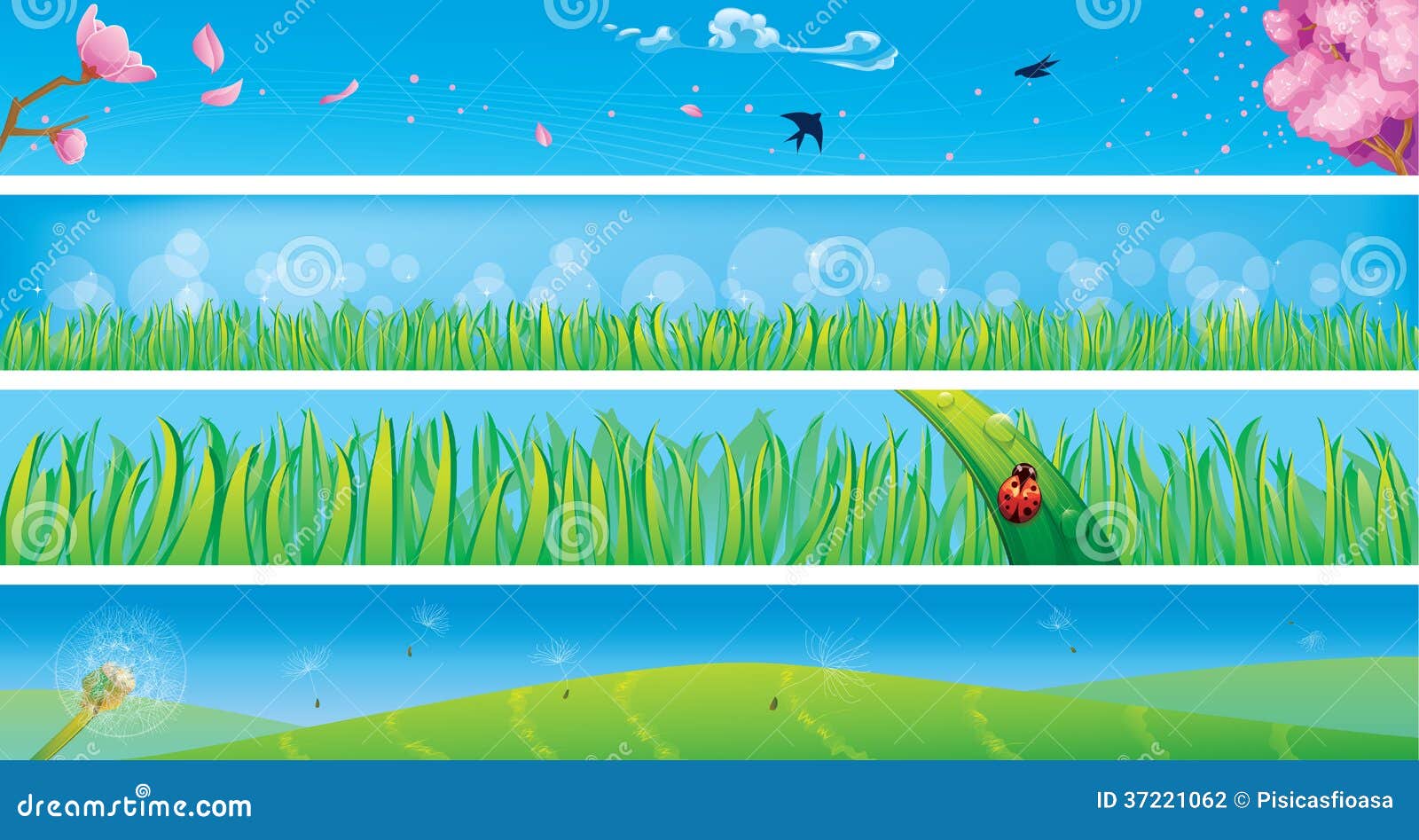 Spring Banners stock vector. Illustration of floral, grass - 37221062