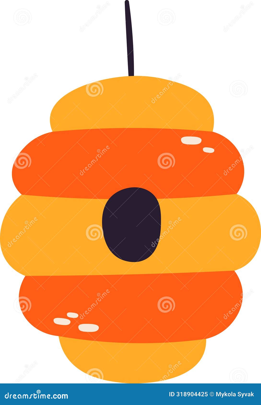 Beehive Cartoon Illustration, Yellow Cartoon Honey Bee Hive. A Beehive ...