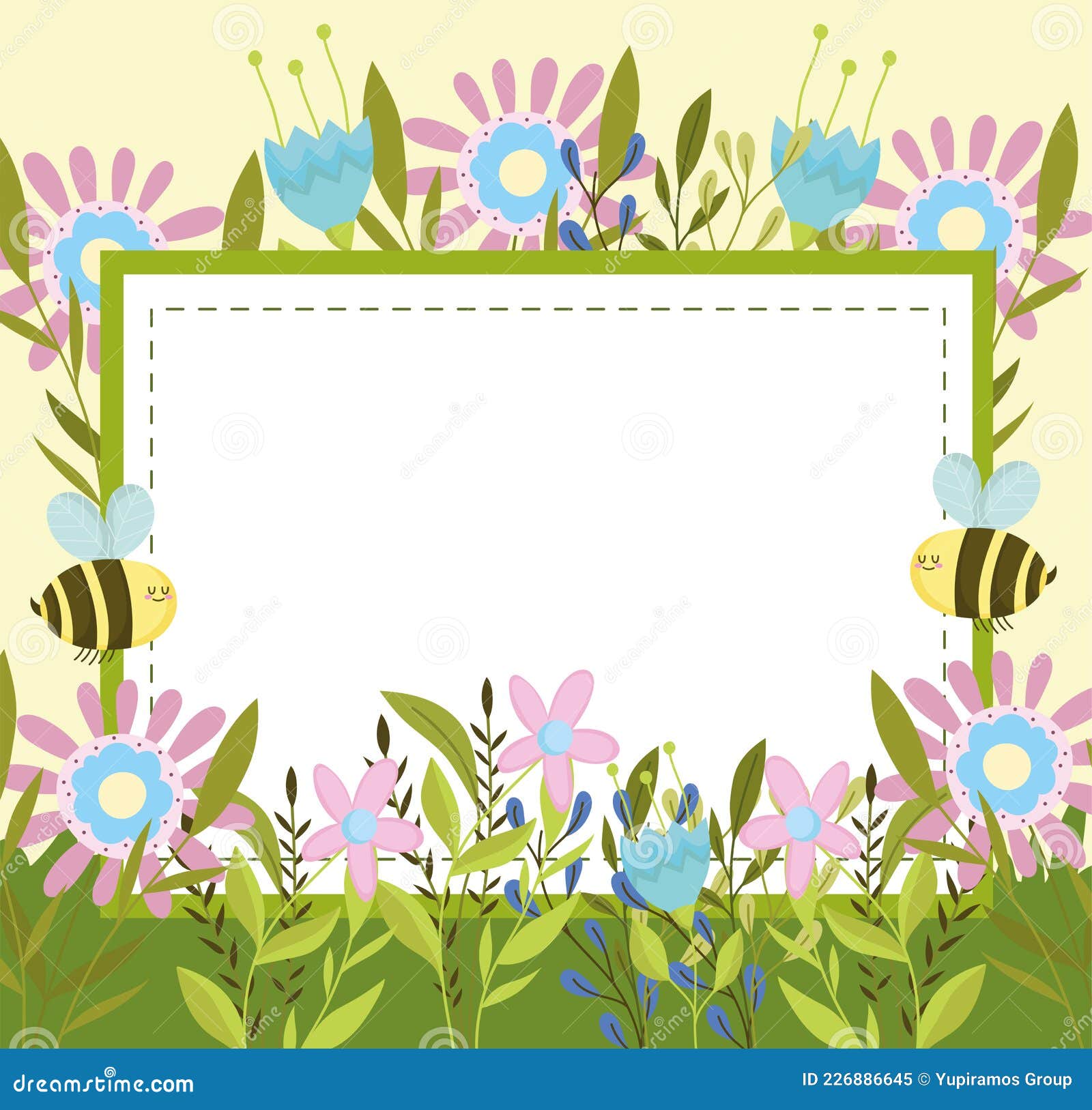 Spring bees and banner stock vector. Illustration of fauna - 226886645