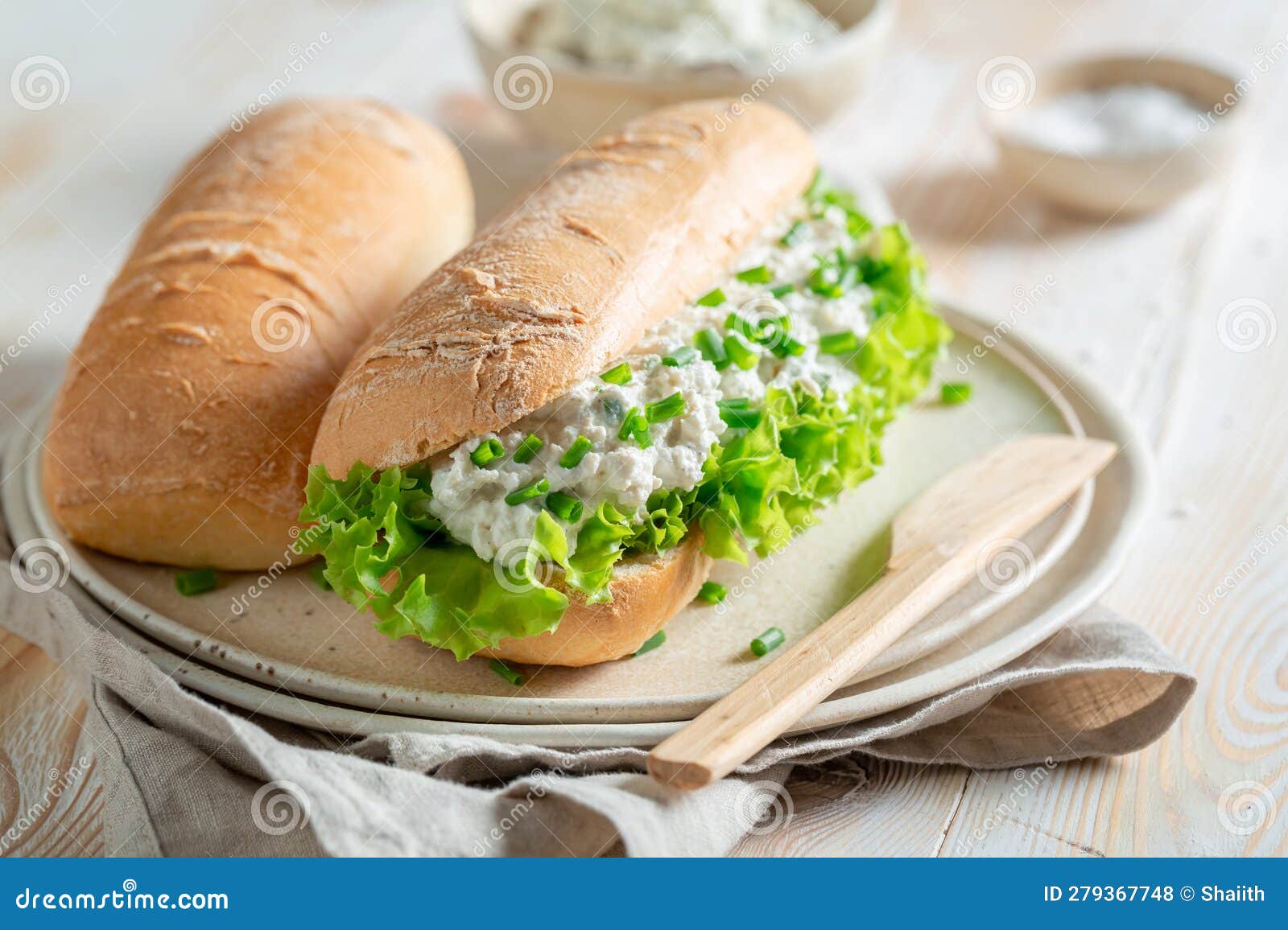 Spring and Bio Sandwich with Fromage Cheese and Chive Stock Photo ...