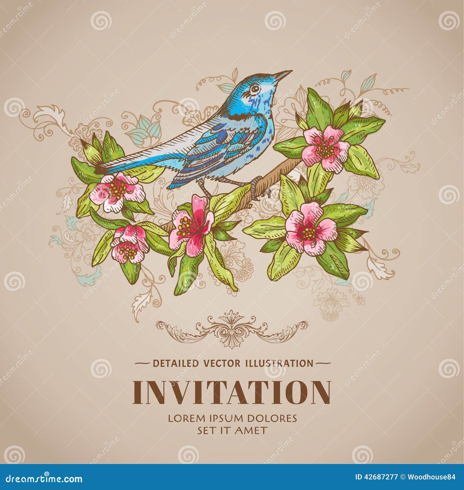 Spring Bird Illustration Card Stock Vector - Illustration of ecology ...