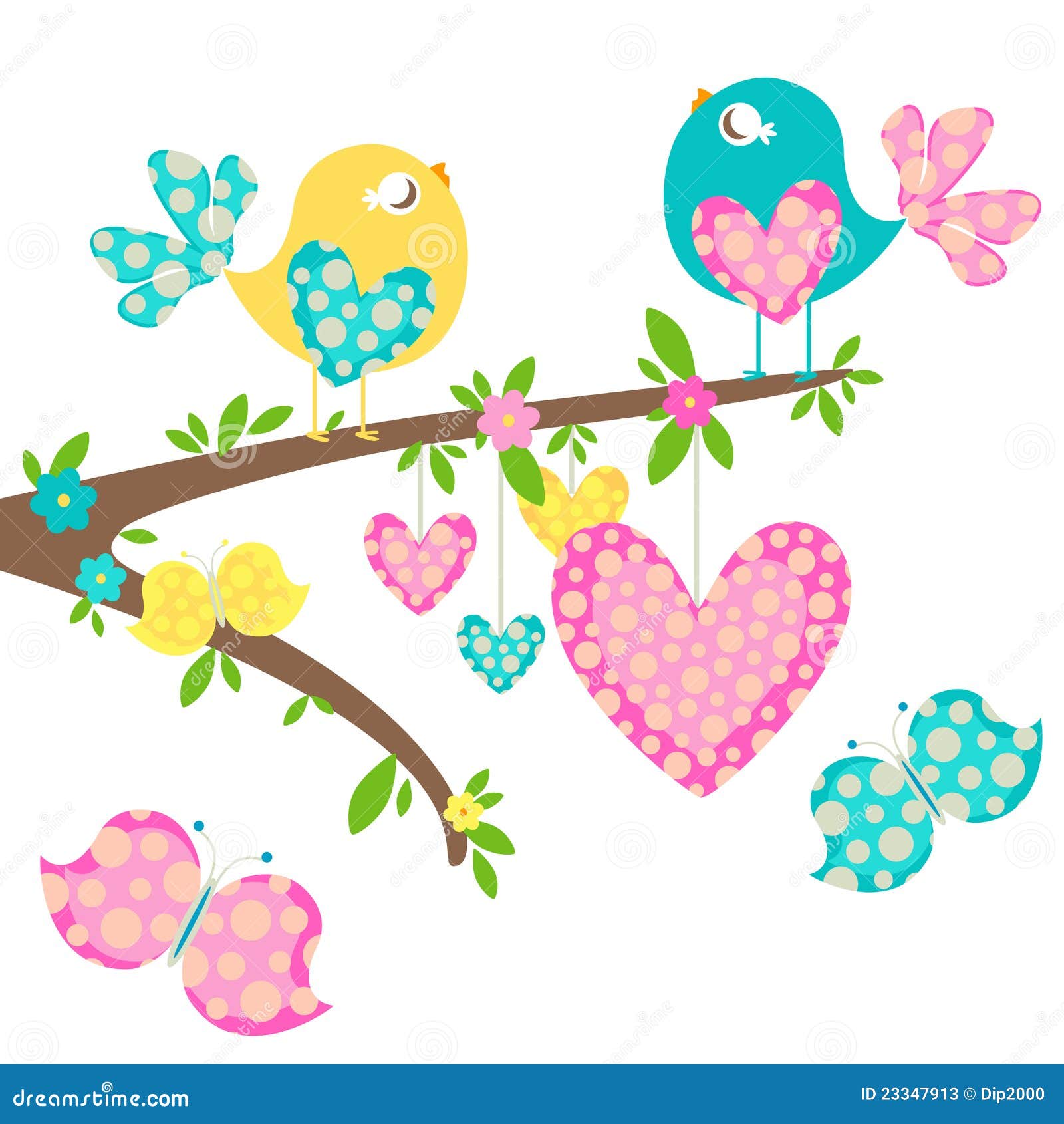 Spring birds stock vector. Illustration of bloom, blossom - 23347913