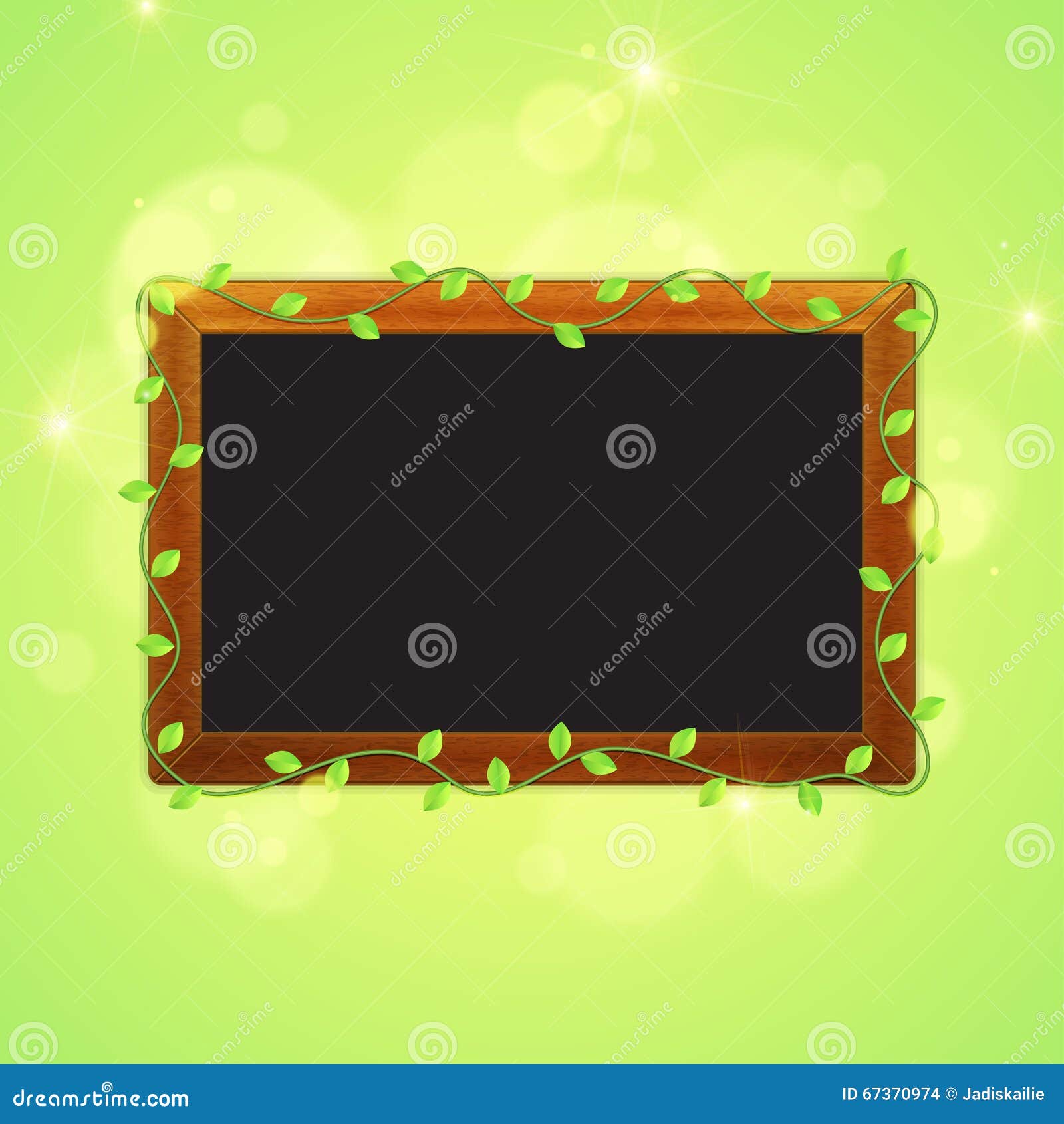 Spring Blackboard with Green Leaves. Stock Vector - Illustration of ...