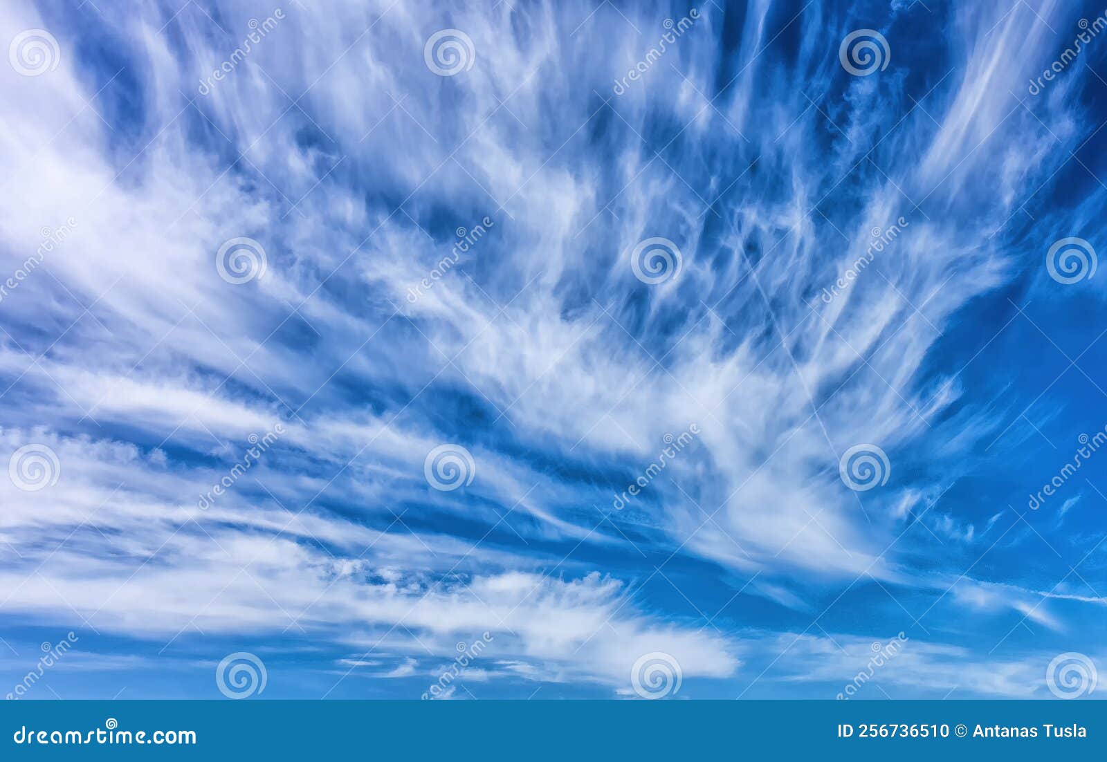 Spring Blue Sky with White Clouds Blown by the Wind Stock Photo - Image ...
