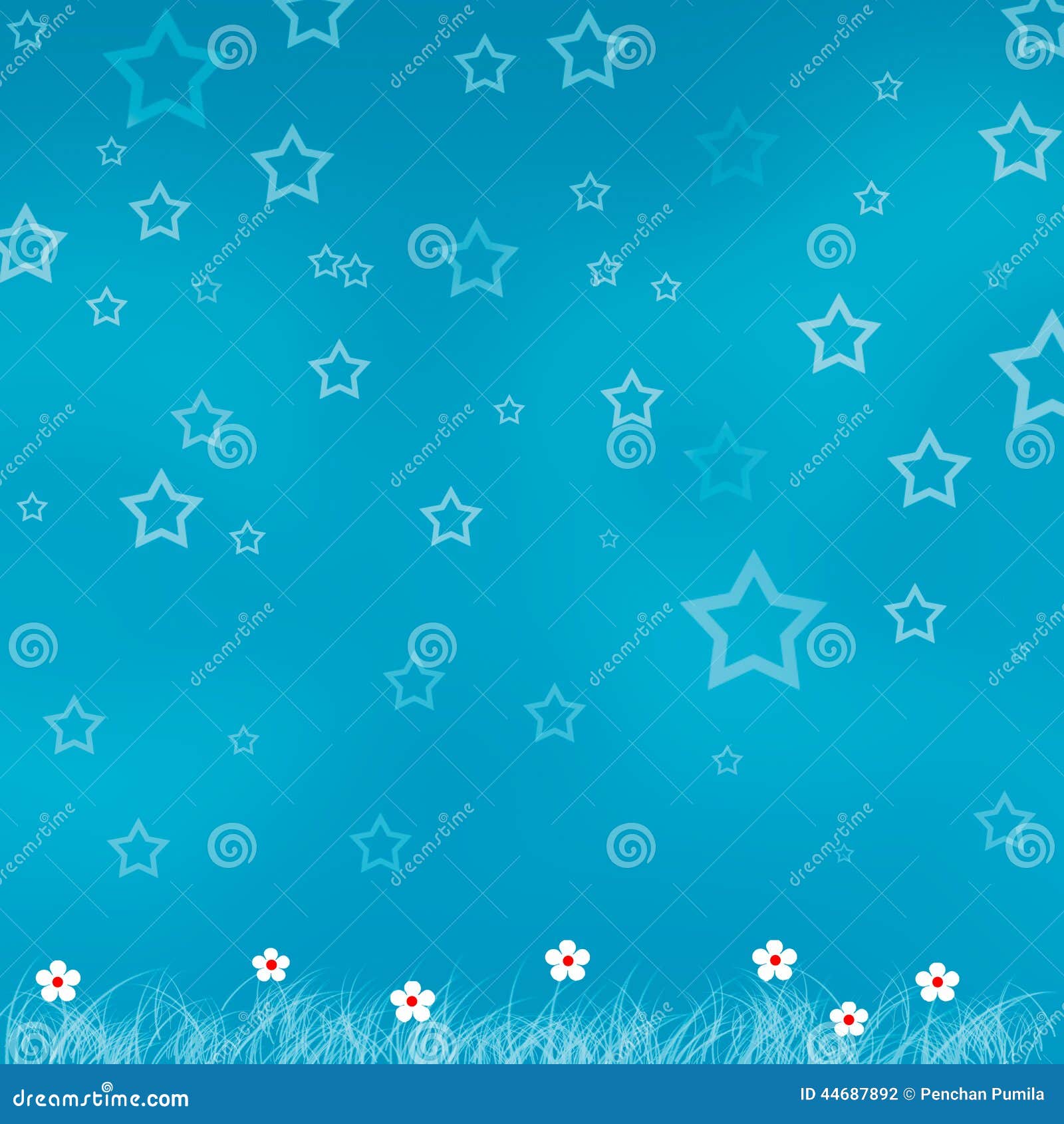Spring Blue Star and Flowers Stock Illustration - Illustration of ...