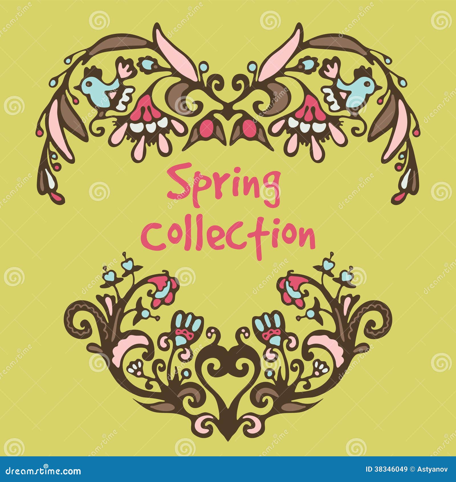 Spring Border Vector Hand Drawn Doodles Stock Vector - Illustration of ...