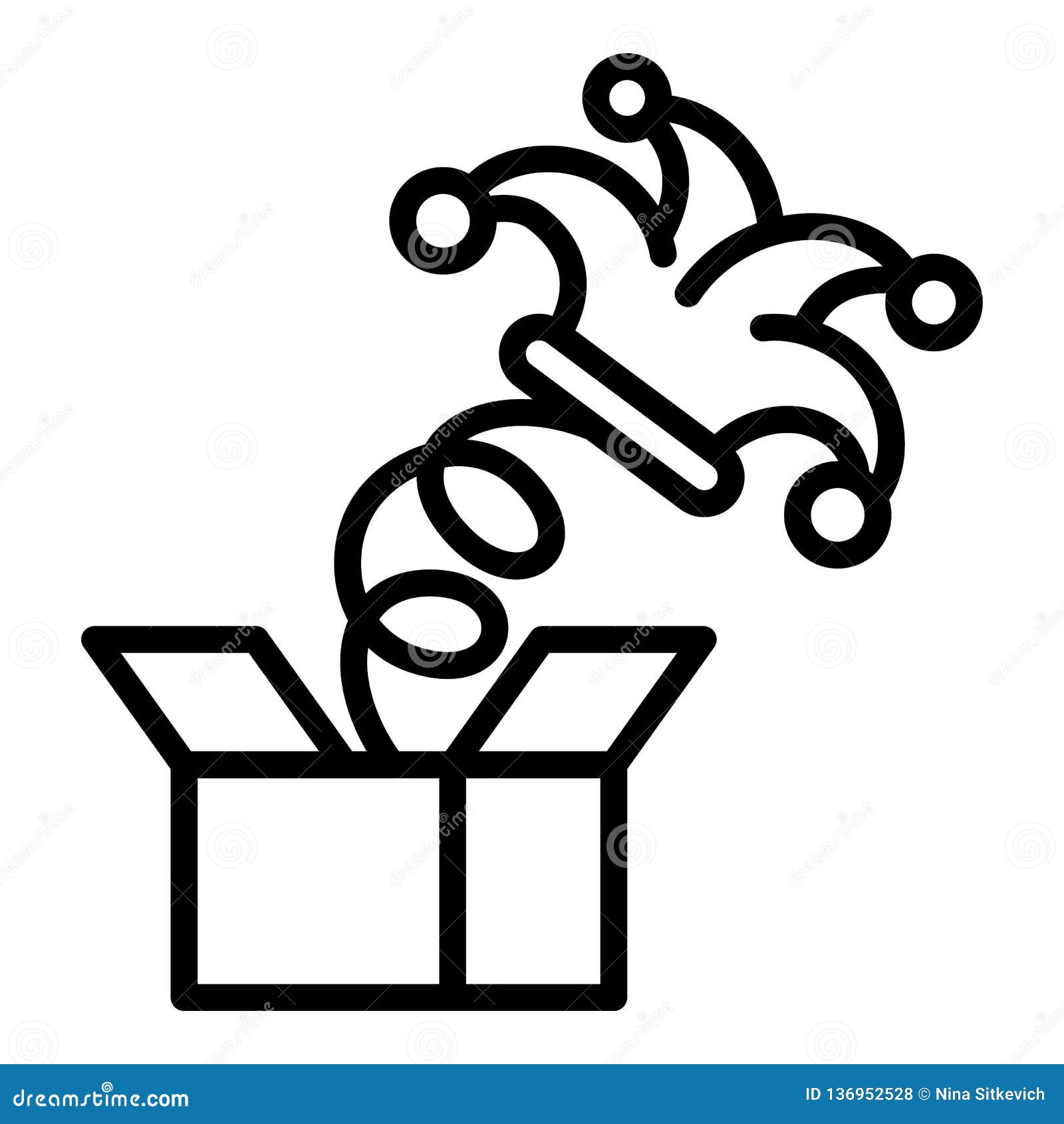 Spring Box Jester Hat Icon, Outline Style Stock Vector - Illustration ...