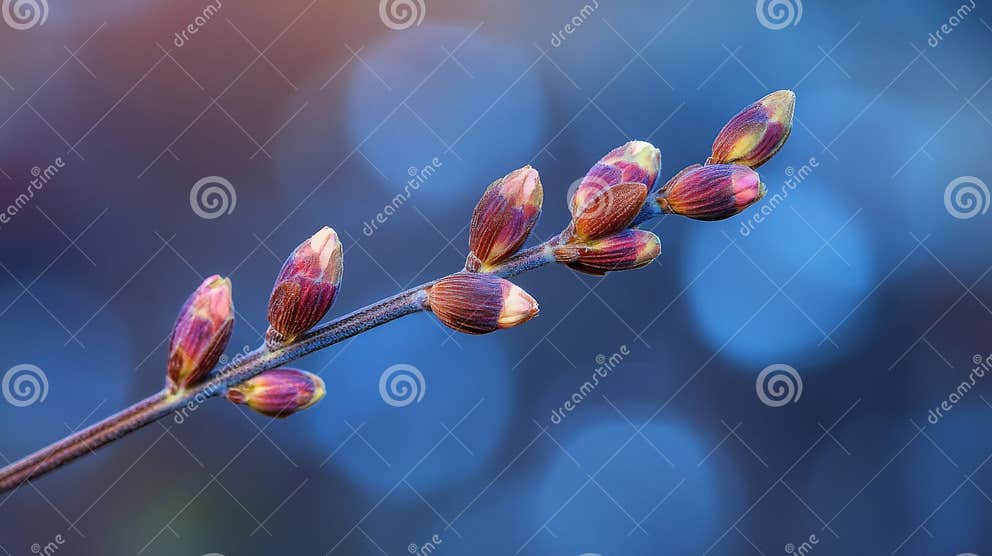 Spring Branch with Emerging Flower Buds Stock Illustration ...