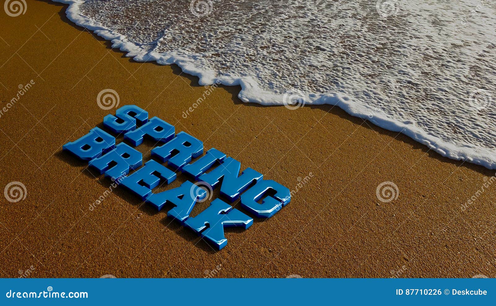 Spring Break at the Beach. 3D Render Illustration Stock Illustration ...