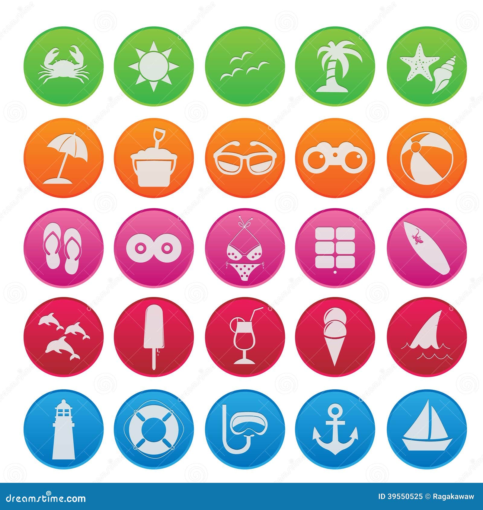 Spring break cute icon set stock vector. Illustration of guard - 39550525