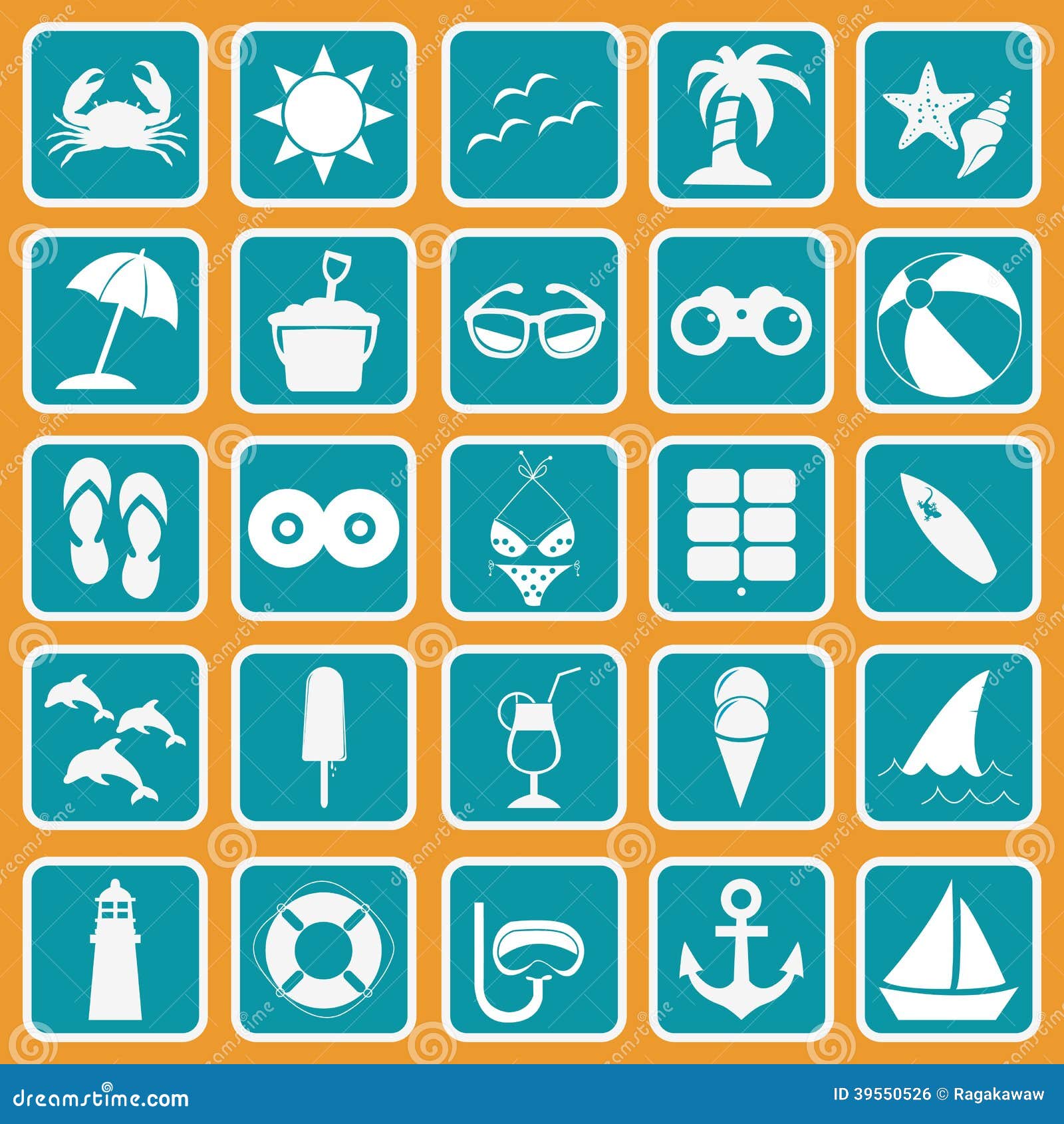Spring break cute icon set stock vector. Illustration of popsicle ...