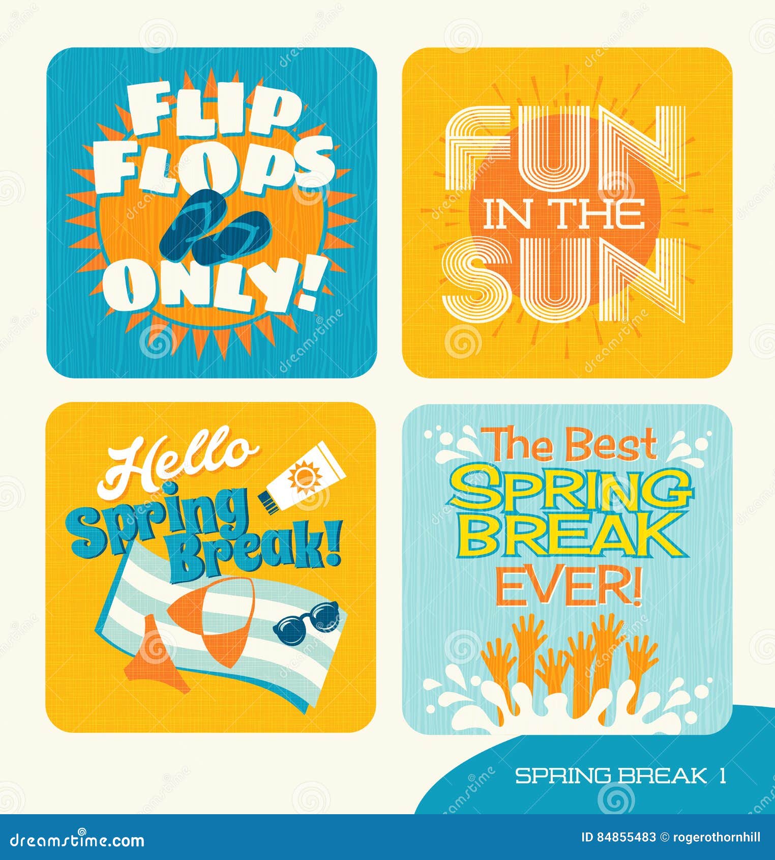 Spring Break Design Elements Stock Vector - Illustration of splashing ...
