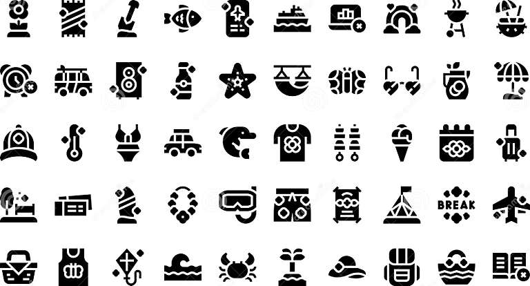 Spring Break Icons High-Quality Vector Icons Collection with Editable ...