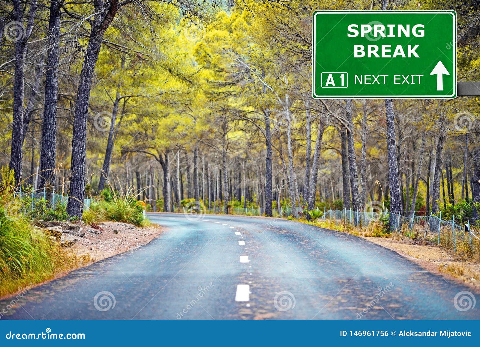 SPRING BREAK Road Sign Against Clear Blue Sky Stock Photo - Image of ...