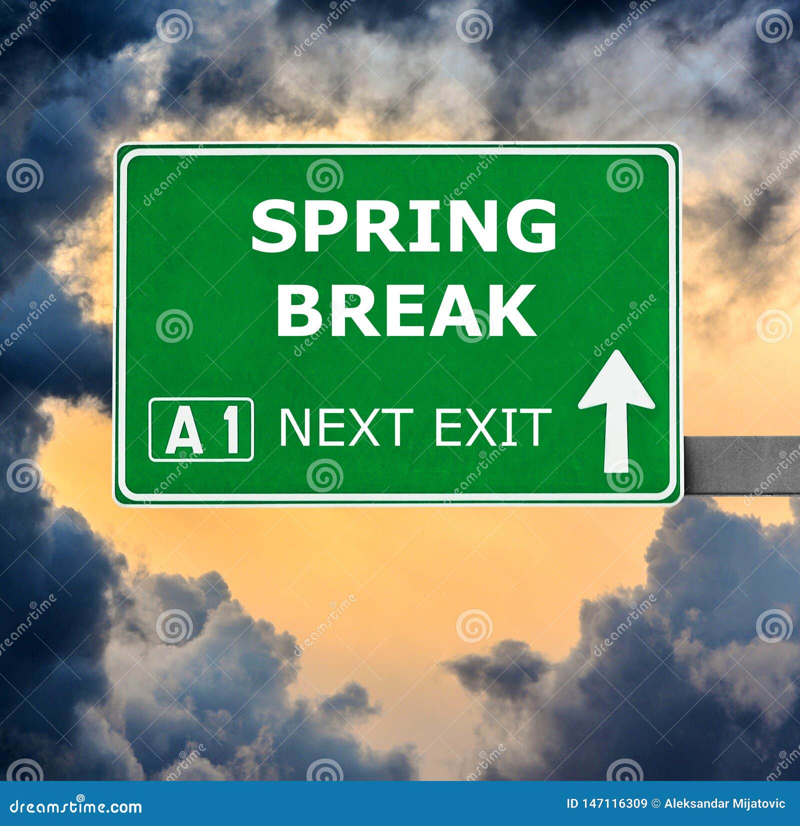 SPRING BREAK Road Sign Against Clear Blue Sky Stock Image - Image of ...