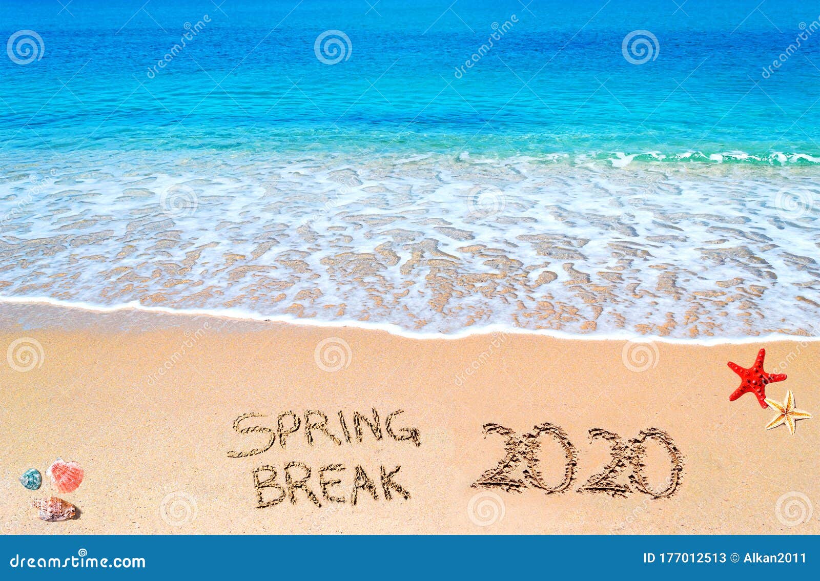Spring Break 2020 on the Sand of a Beach Stock Image - Image of concept ...