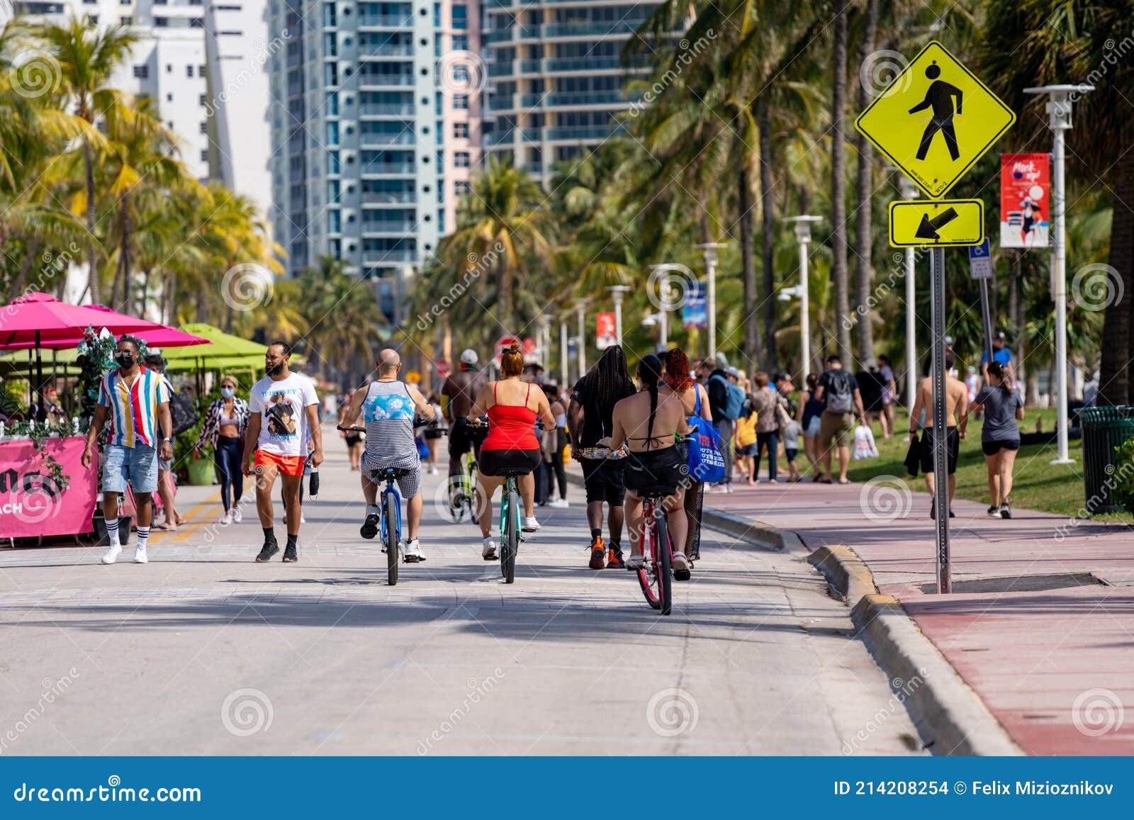 Spring Break 2021 Scene at Miami Beach Daytime Editorial Stock Image ...