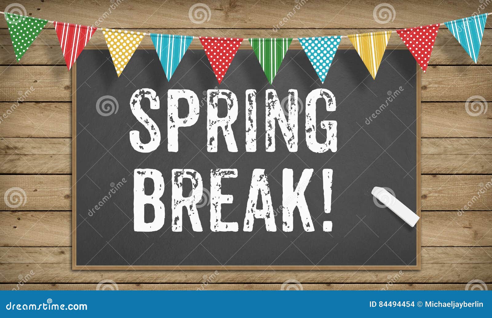 Spring Break Written in Chalk on Black Board Stock Illustration ...