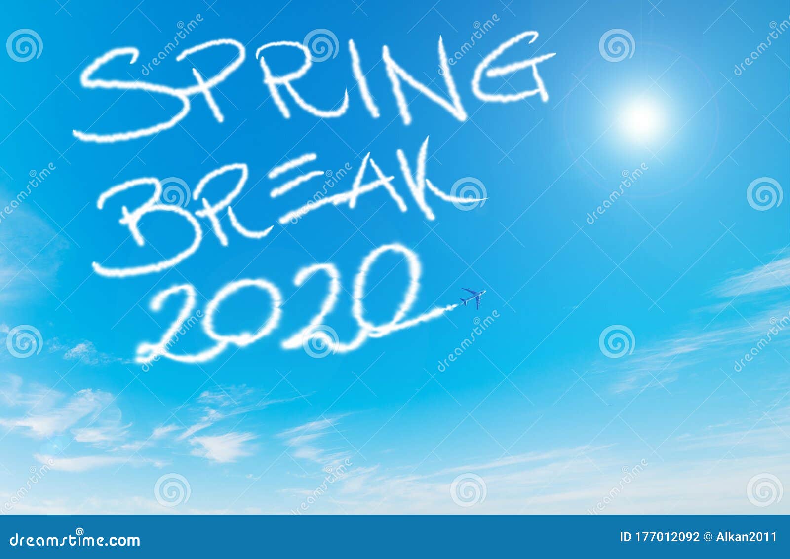 Spring Break 2020 Written by Contrails Stock Photo - Image of text ...