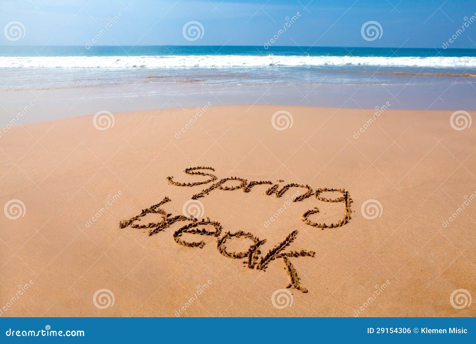 Spring Break Written In Sand - Tropical Beach Stock Photo ...