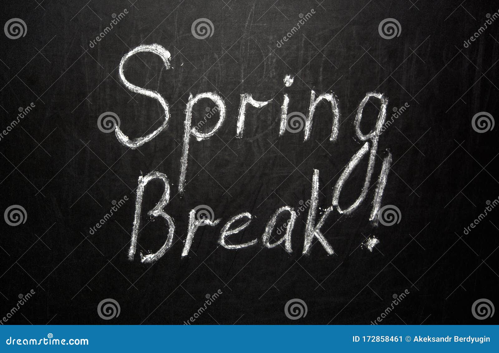 Spring Break Written in White Chalk on a Black Chalkboard Stock Image ...