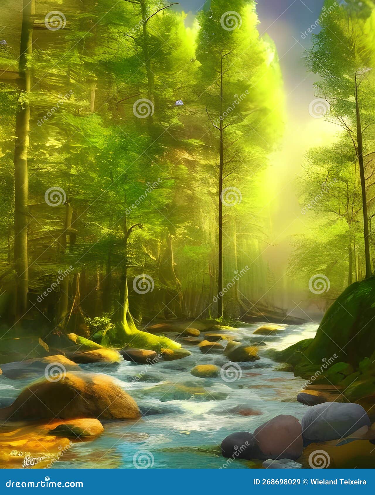 Spring brook stock illustration. Illustration of scenery - 268698029