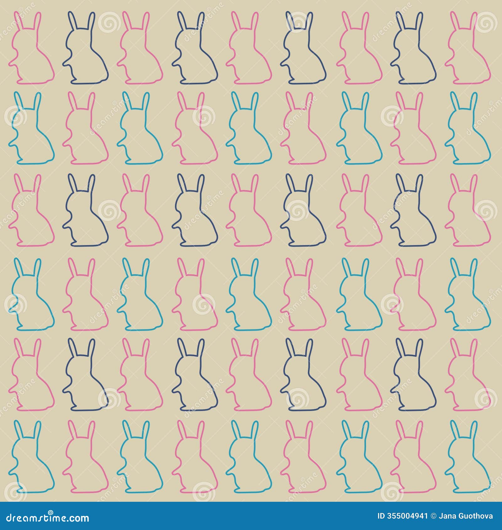 Spring Bunnies Spring Design Pattern Texture Cartoon Vector ...