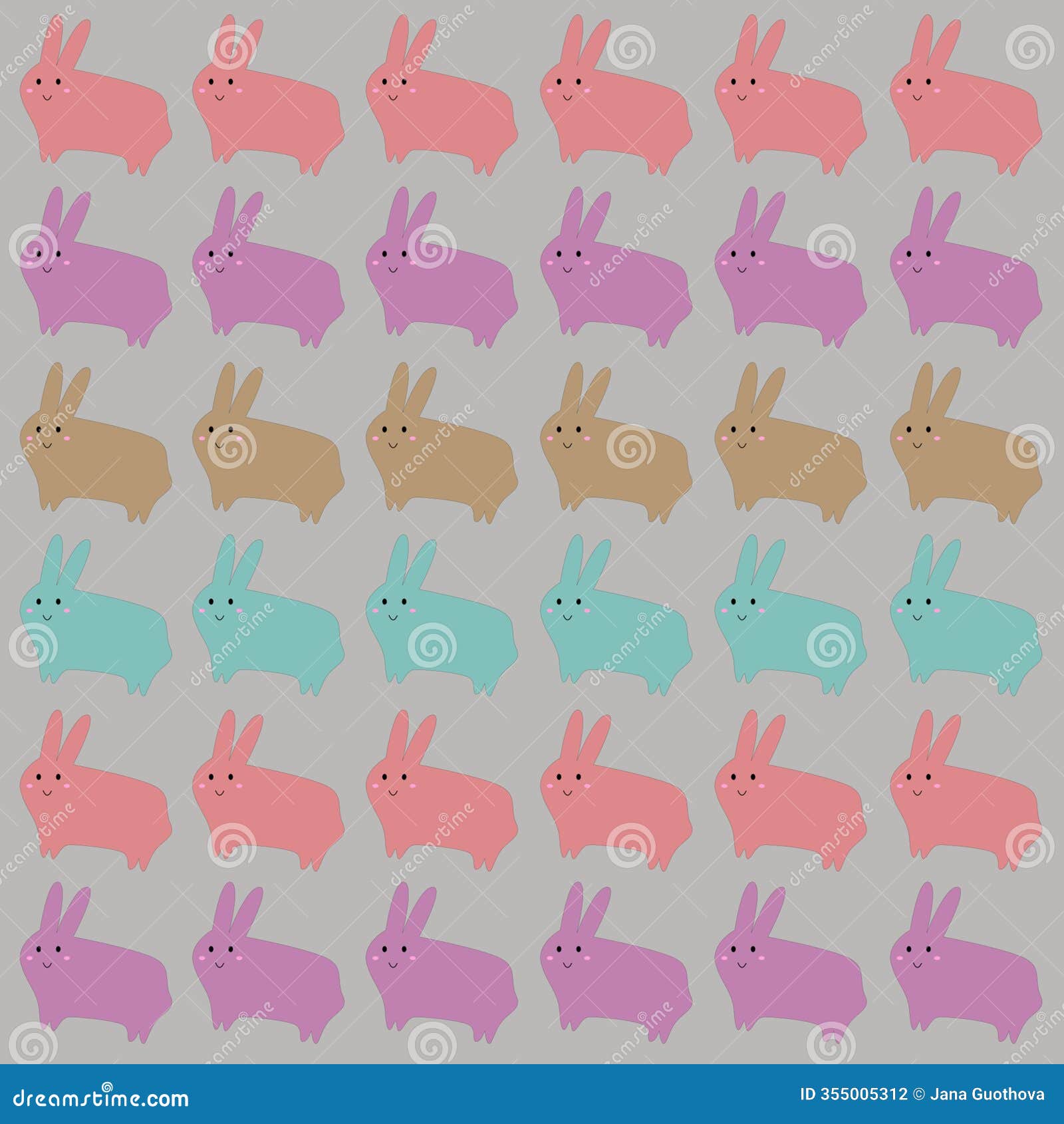 Spring Bunnies Spring Design Pattern Texture Cartoon Vector ...